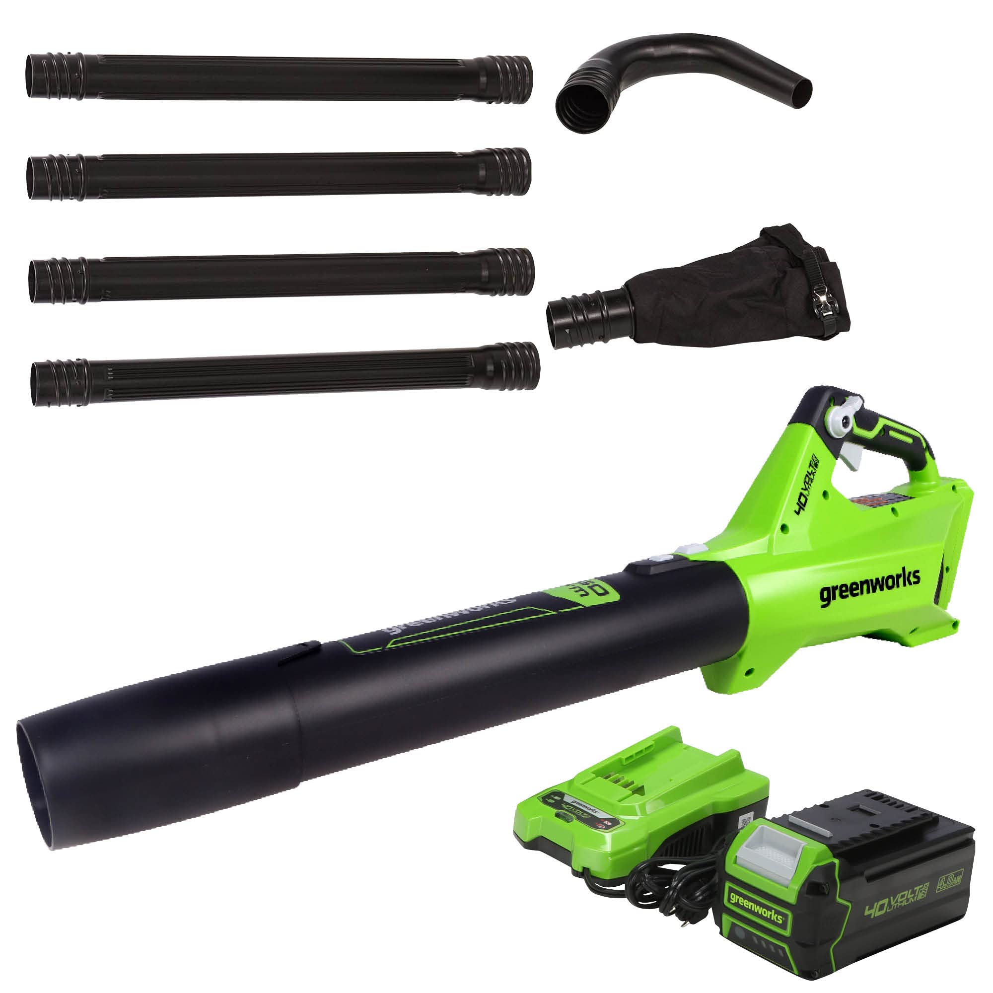 Greenworks 40V (120 MPH / 450 CFM) Cordless Axial Blower, 4Ah USB ...