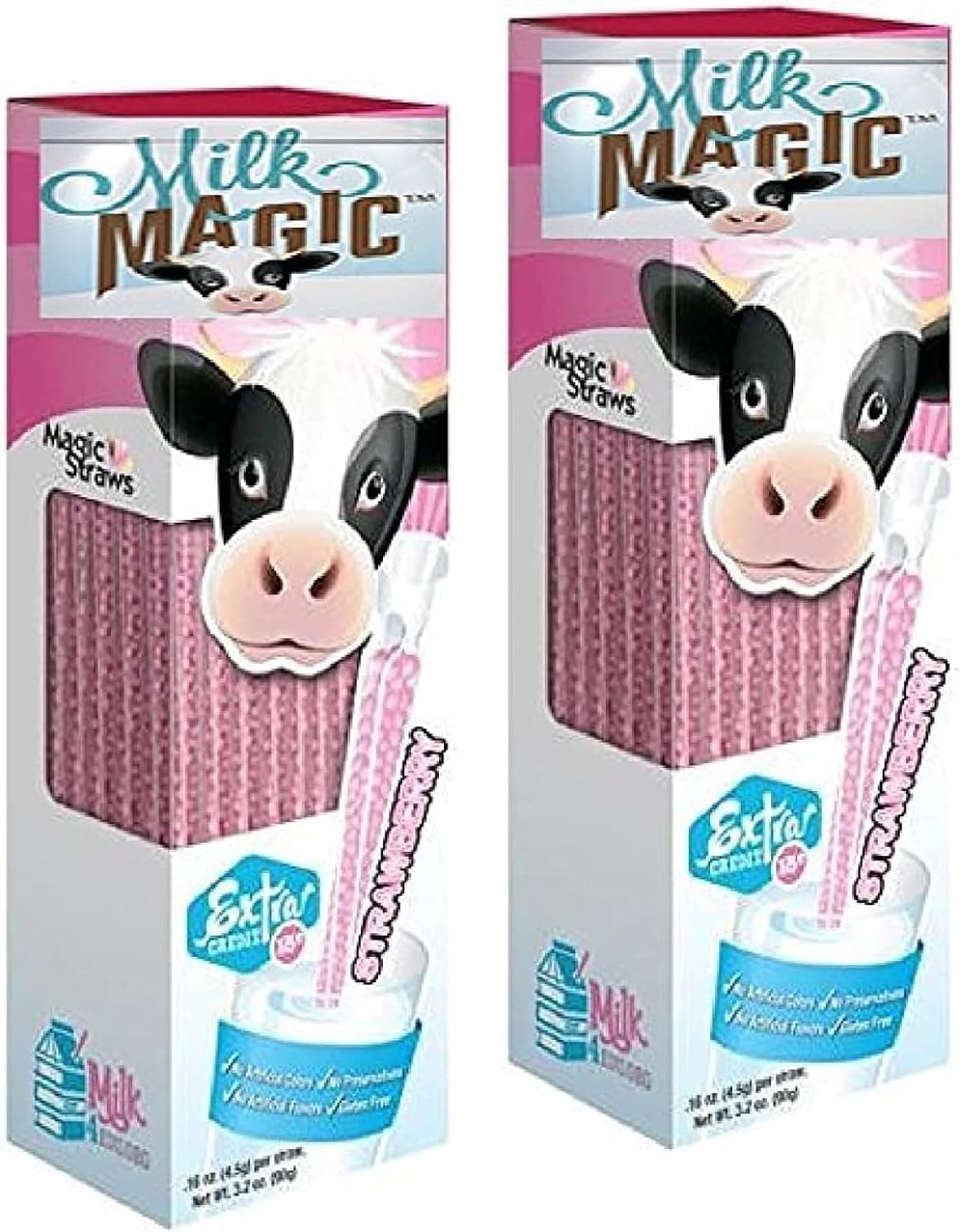 Amazon.com: Strawberry & Chocolate Magic Milk Fun Straws 24 Each (2pk ...