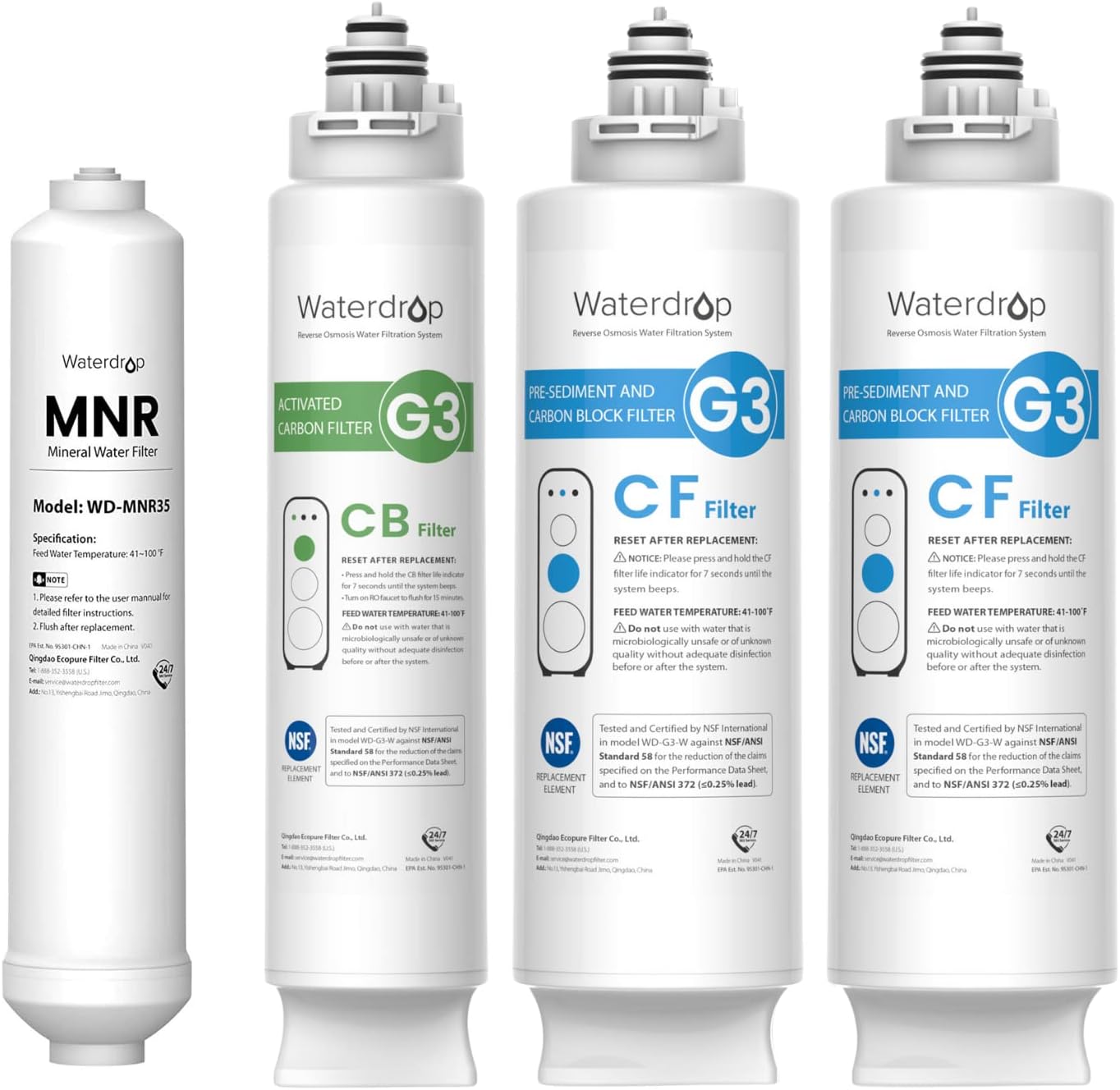 Amazon.com: Waterdrop G3 Replacement Filter Combo, 1-Year Supply - 2 CF ...