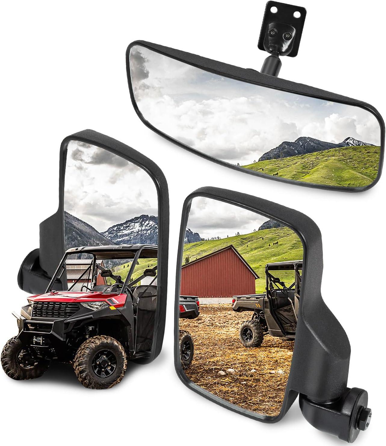 Amazon.com: RANSOTO UTV Side Rear View Mirror and Center Mirror ...