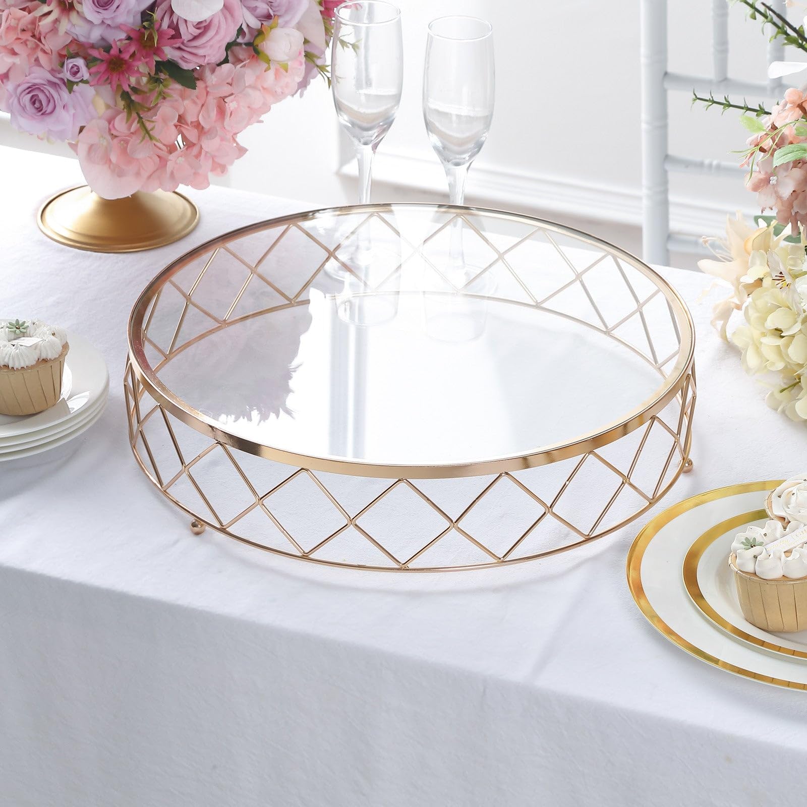 Amazon.com: Efavormart 14" Round Metal Geometric Cake Stand Cake Riser ...