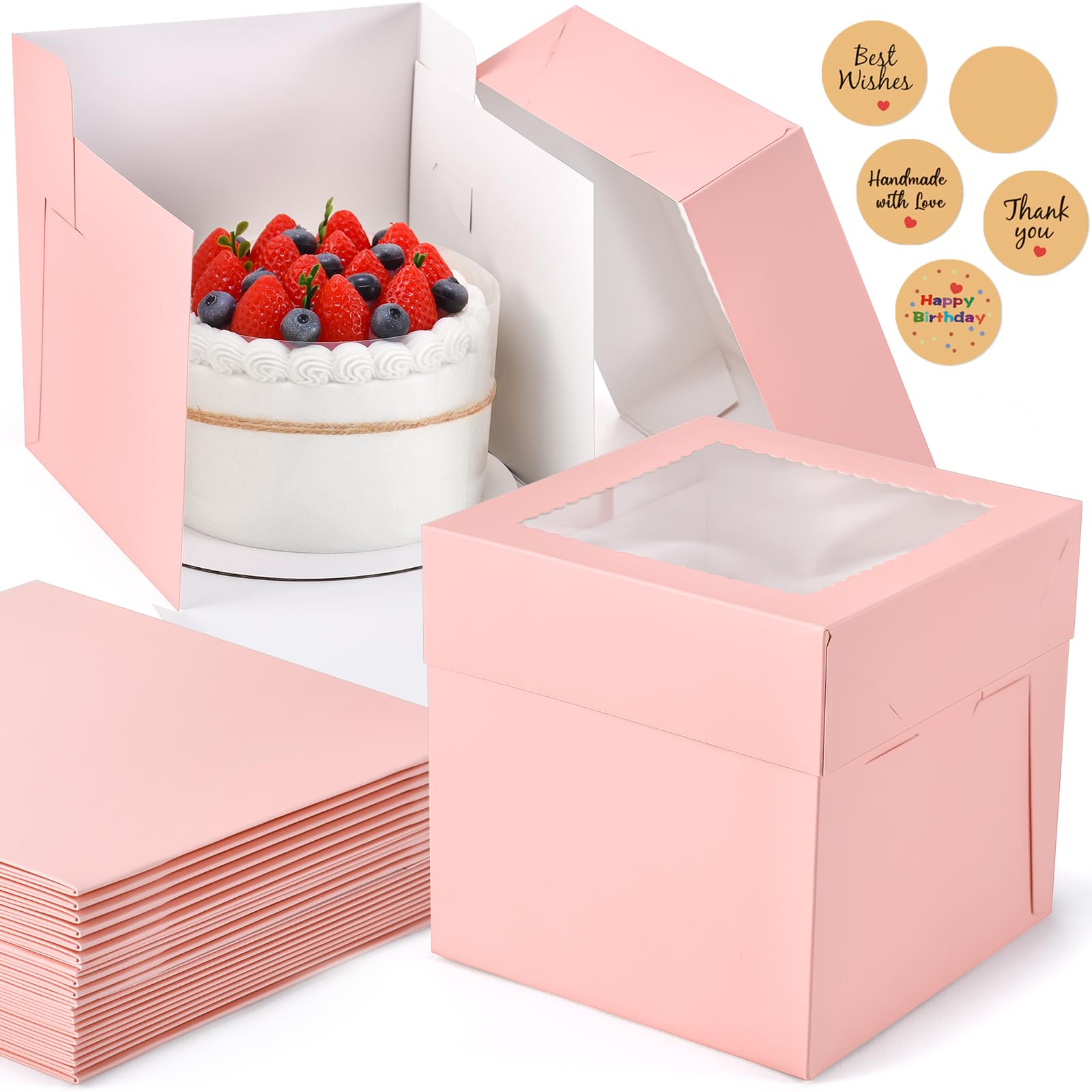 Cake Beauty 50 Pink Cake Boxes Bulk - Bakery Boxes For Cupcakes ...