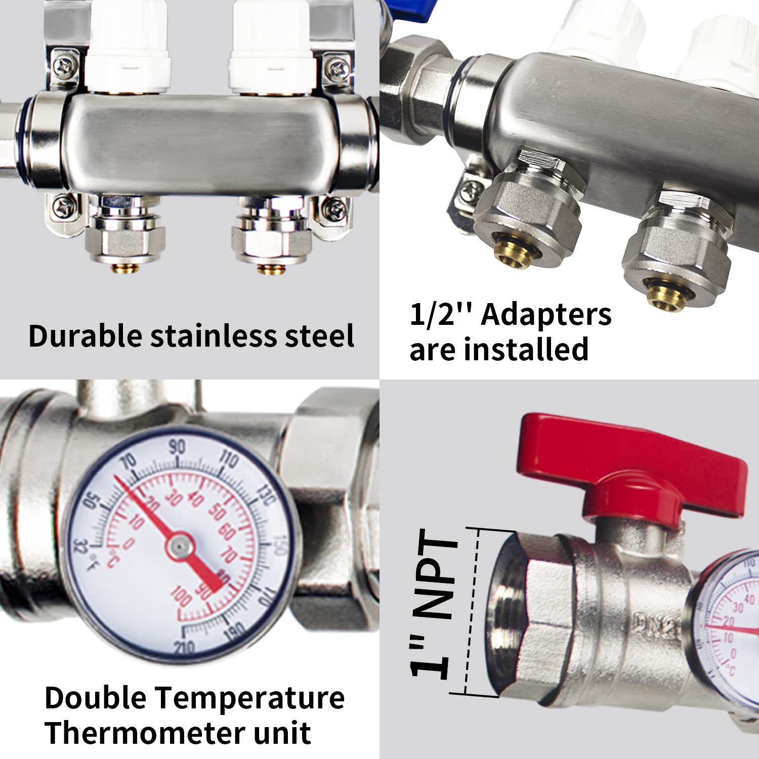 Snapklik.com : WiseWater 2 Loop Radiant Heat Manifold, PEX Tubing ...