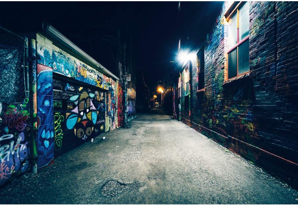 Amazon.com : Leyiyi 7x5ft City Alley Night Scene Backdrop Graffiti ...