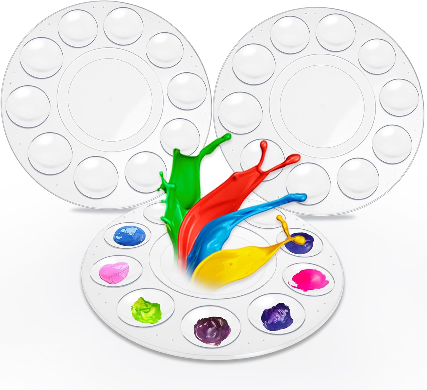 Amazon.com: Hulameda 3pcs Paint Palettes, Plastic Paint Tray Palette ...