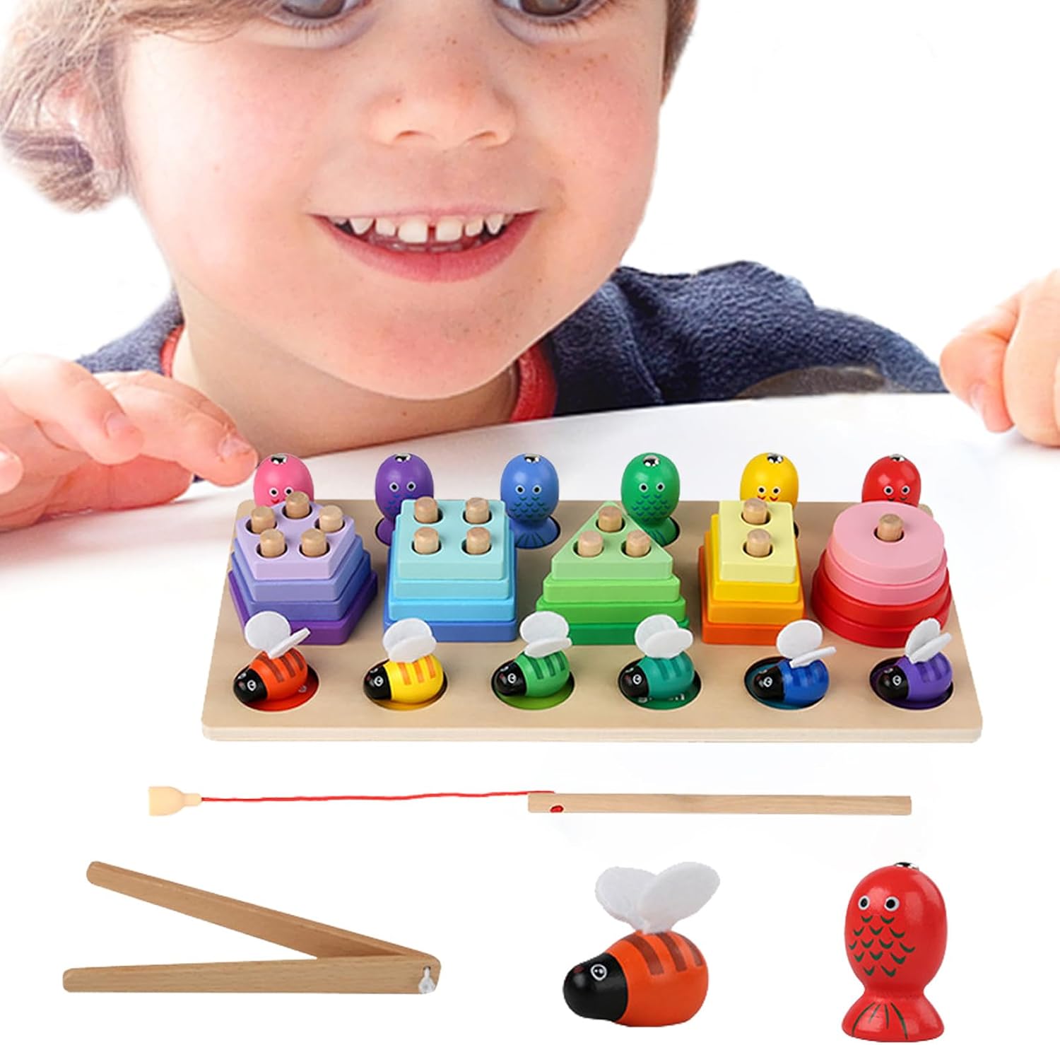 Amazon.co.jp: Wooden Toys Classification and Stacking, Educational ...