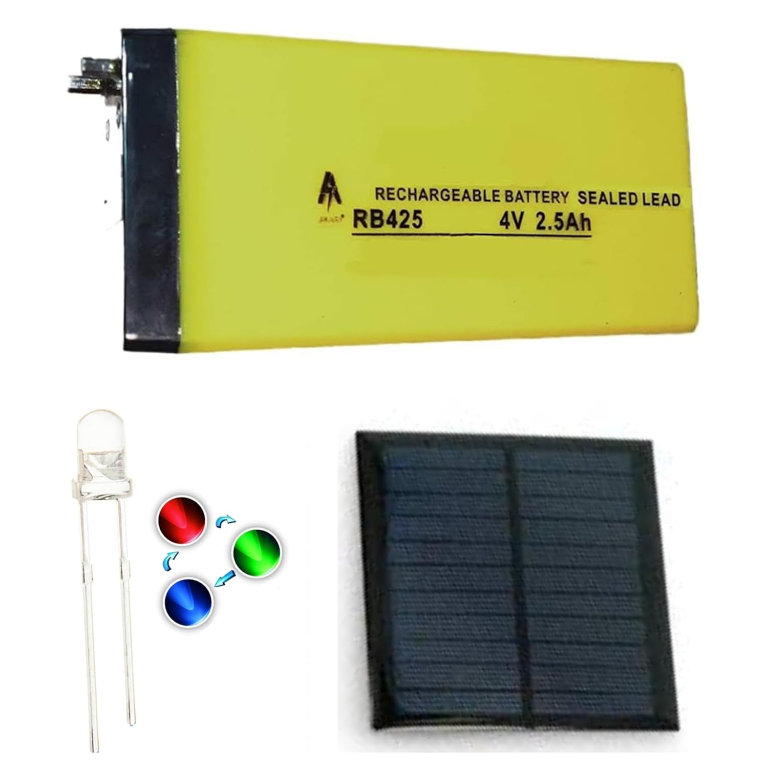 Luvik Combo of 5 Volt Mini Solar Panel with 4 Volt 2.5 Amp Rechargeable ...