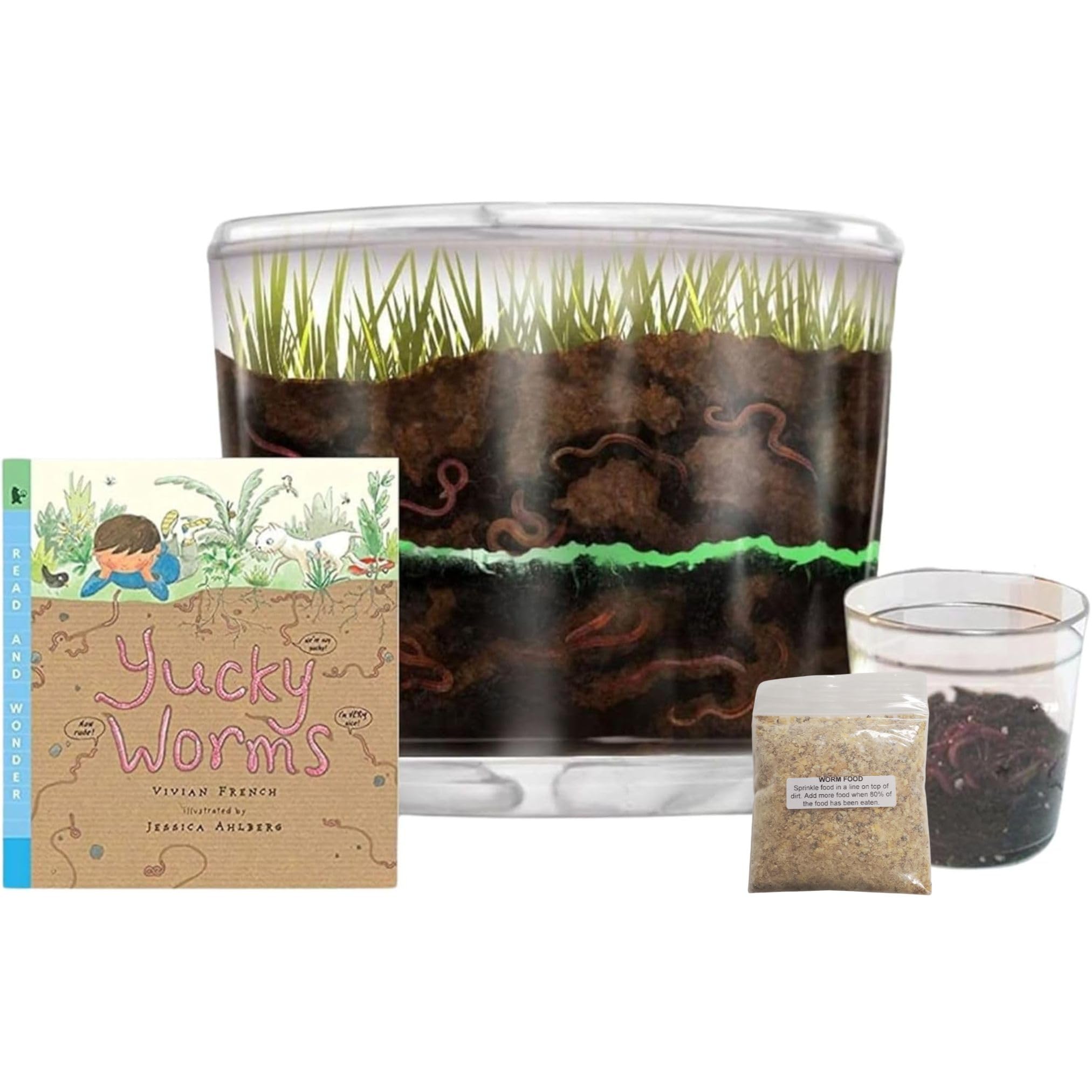 Amazon.com: Worm Farm for Kids with Live Worms, Food & Book Bundle ...