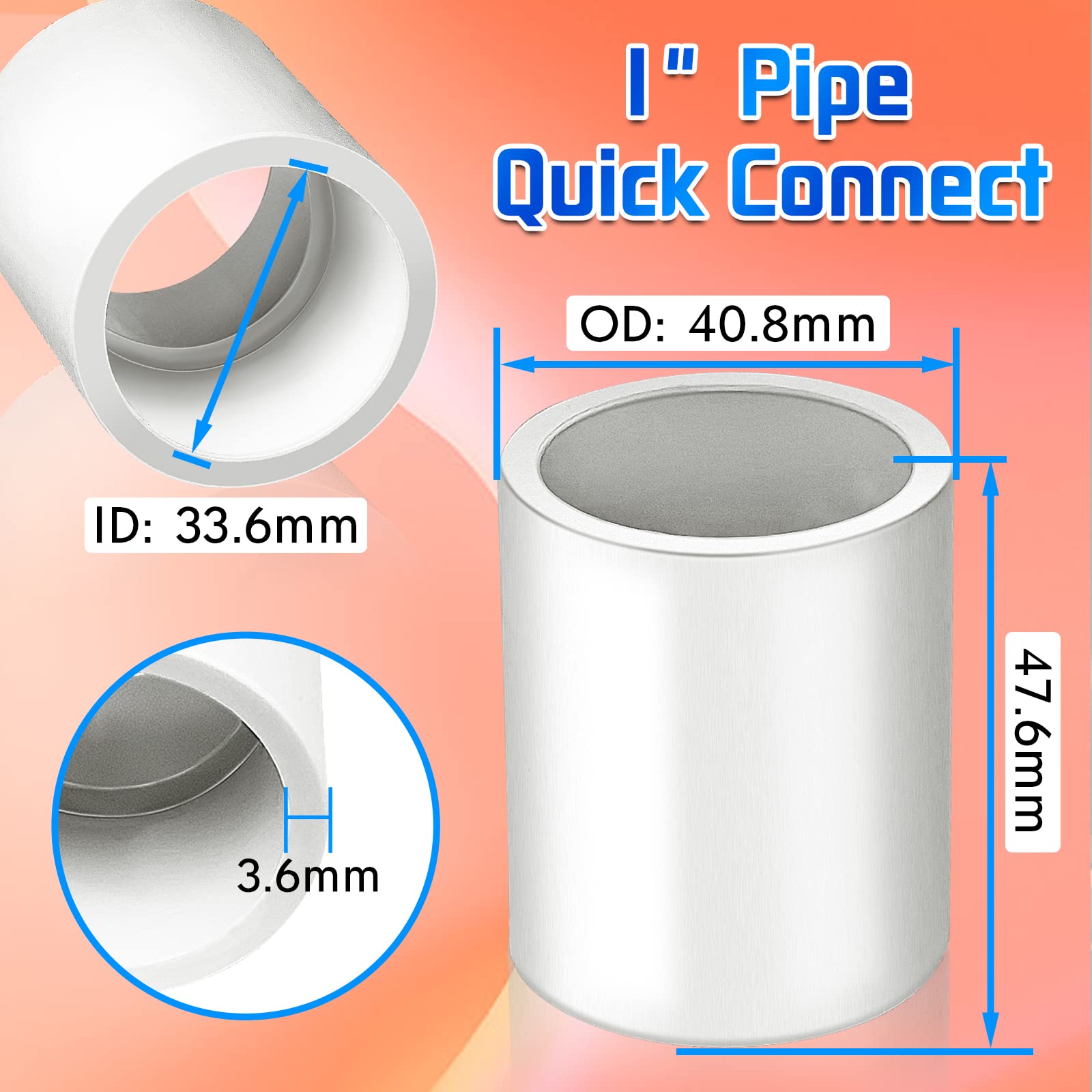 Snapklik.com : 10Pcs White PVC Pipe Couplings, 1 Slip Socket Fitting ...