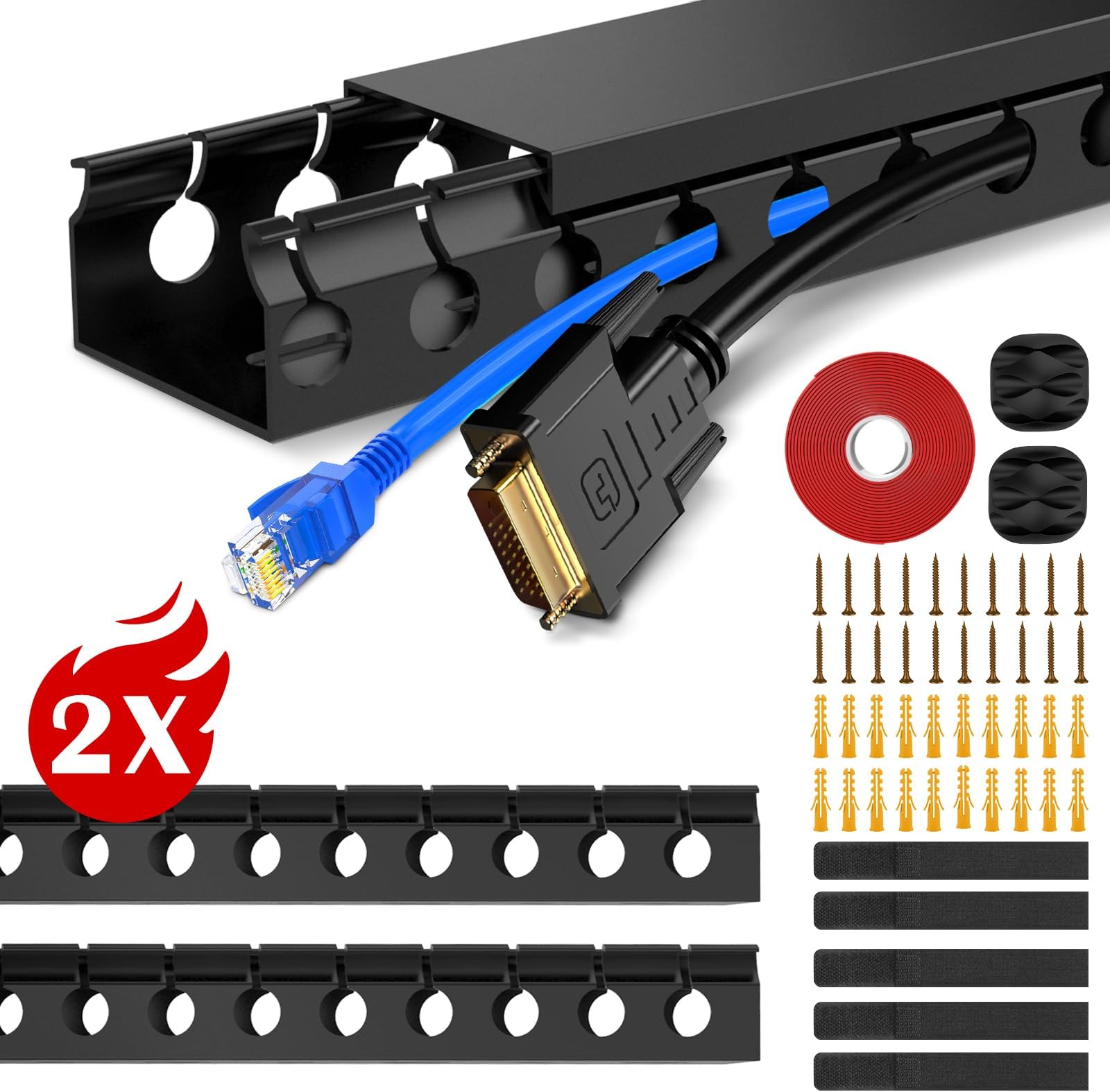 Alritz 2 Piezas de Canales para Cables, Kit Ocultador de Cables, 7.4M ...