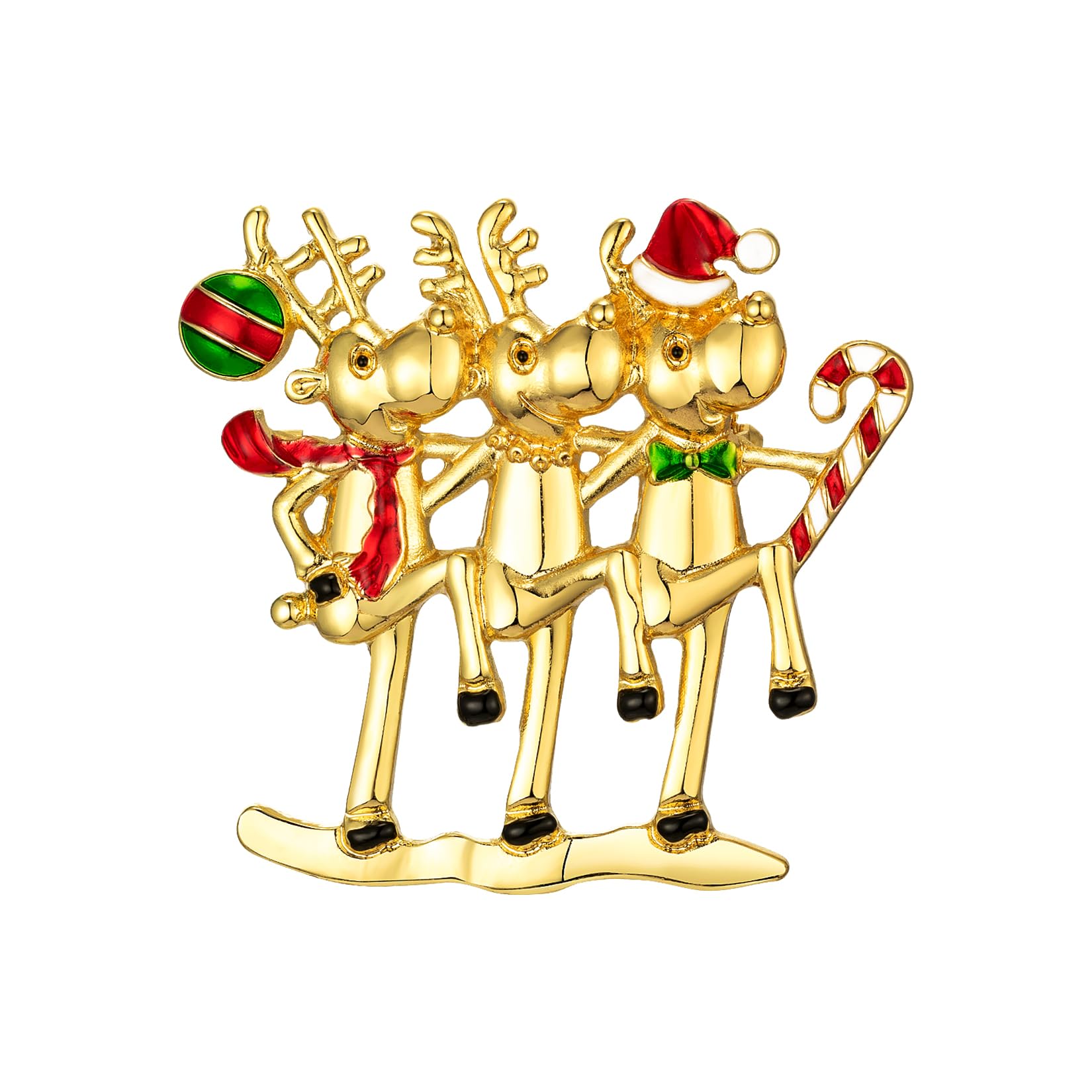 Amazon.com: Vanjewnol Gold Christmas Reindeer Pins and Brooches for ...