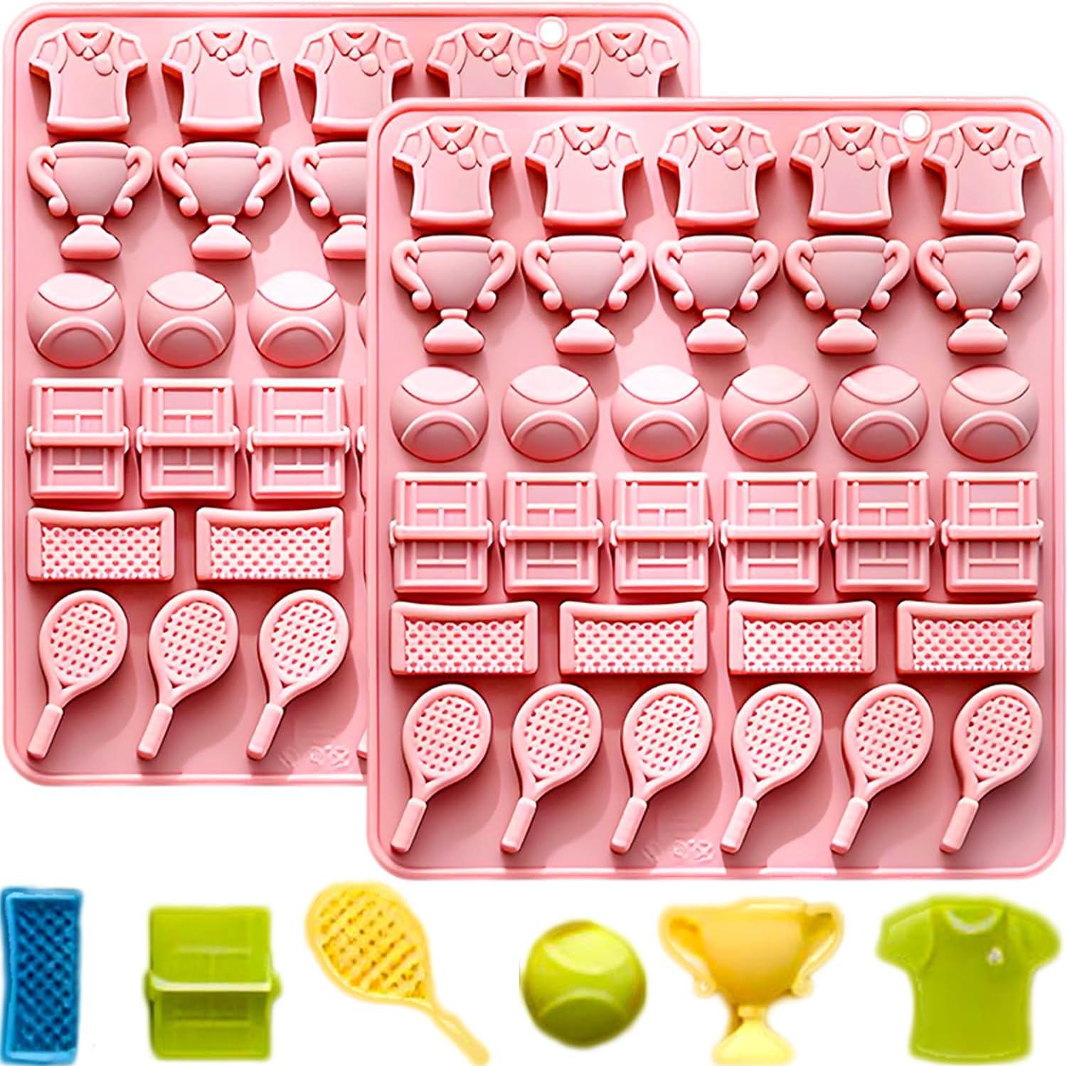 Amazon.com: 2PCS Tennis Chocolate Mold 32 Cavities Tennis Sports ...