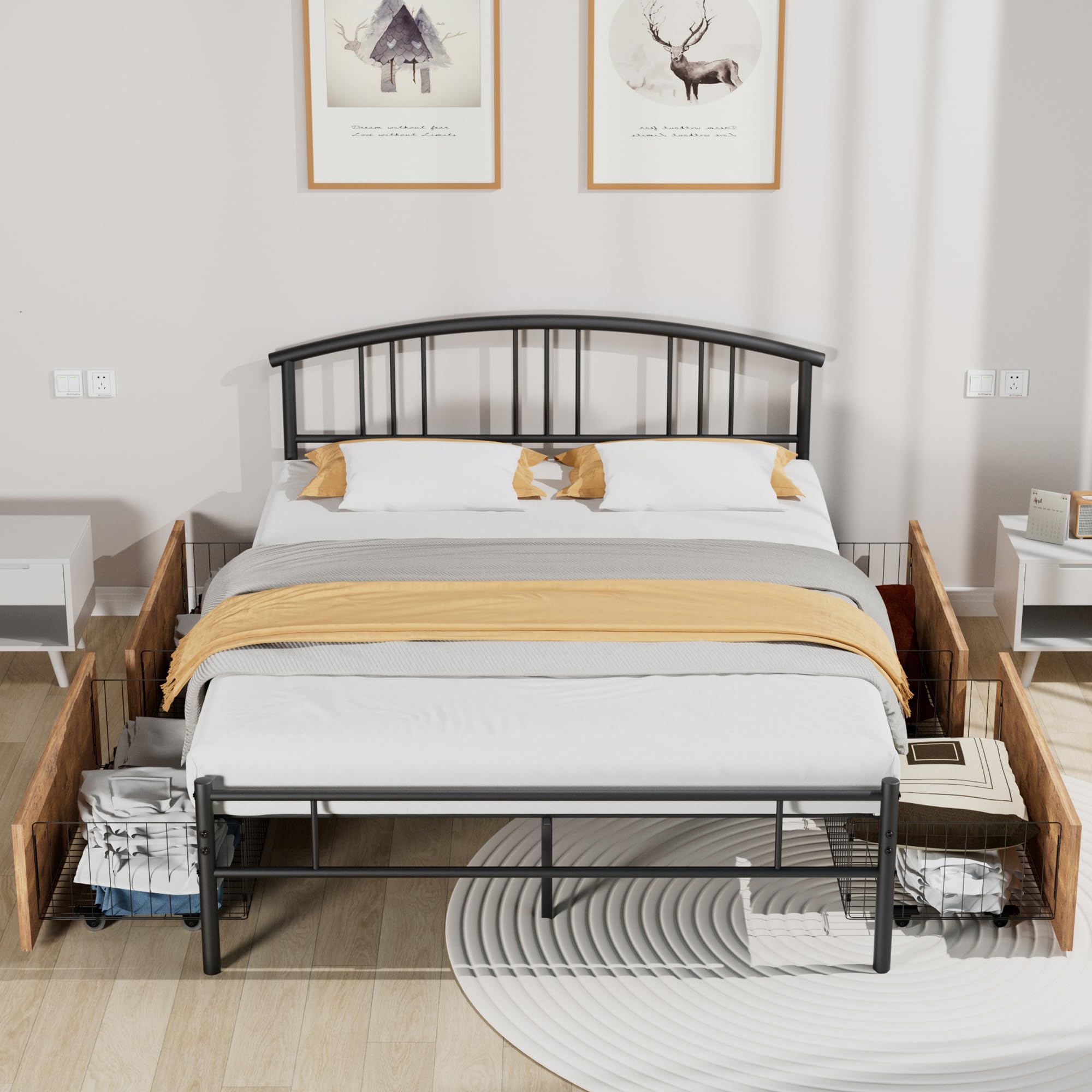 Amazon.com: VECELO 14in Full Size Bed Frame Metal Platform Mattress ...