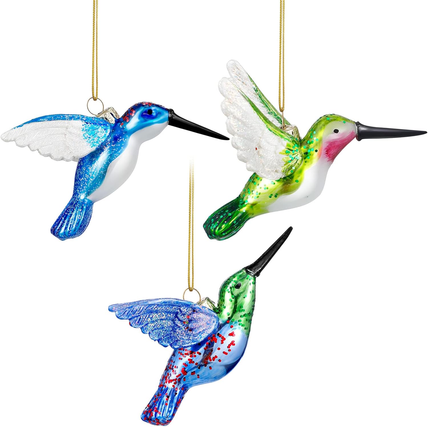 Amazon.com: Spiareal 3 Pieces Hummingbird Christmas Tree Ornaments ...