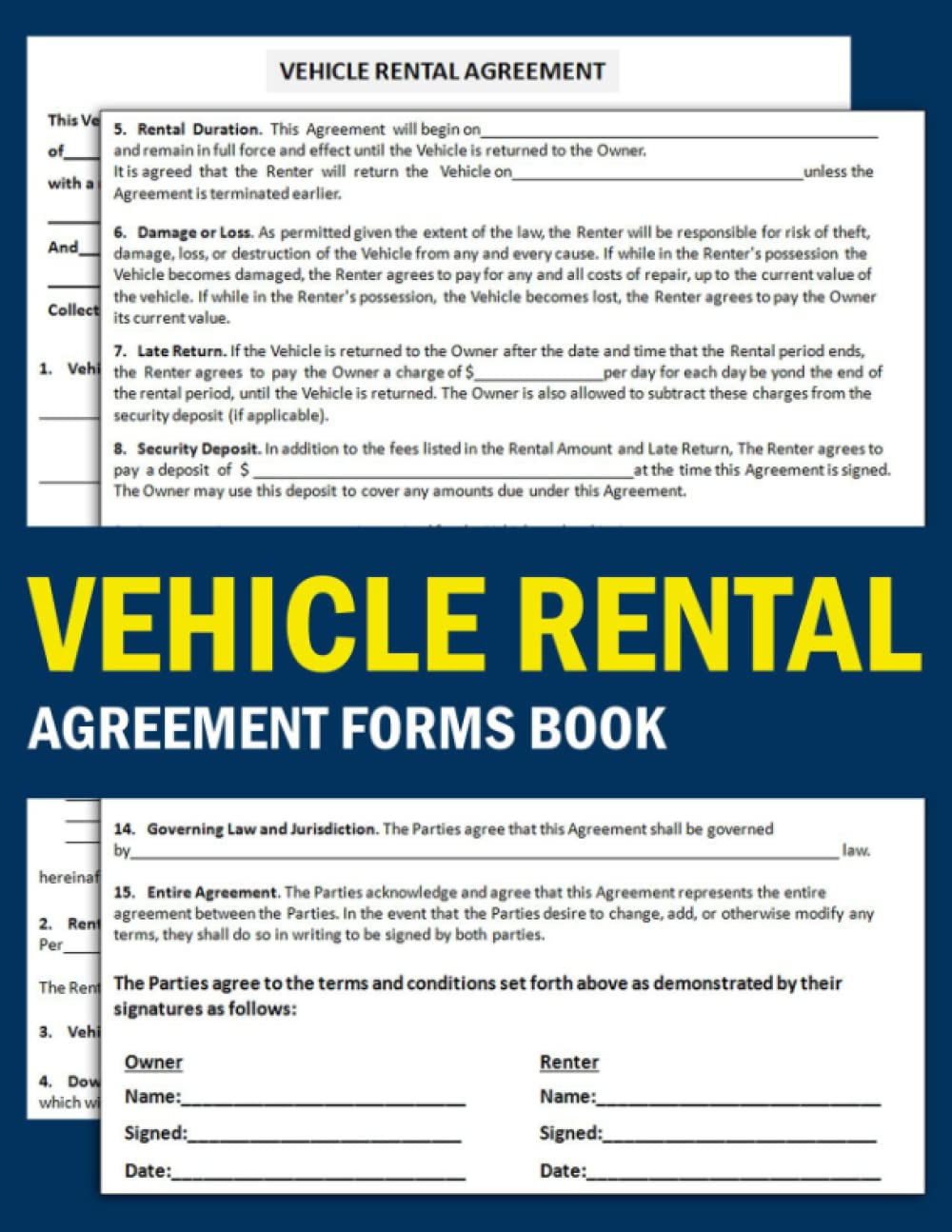 Amazon.com: Vehicle Rental Agreement Forms Book: Vehicle Lease ...