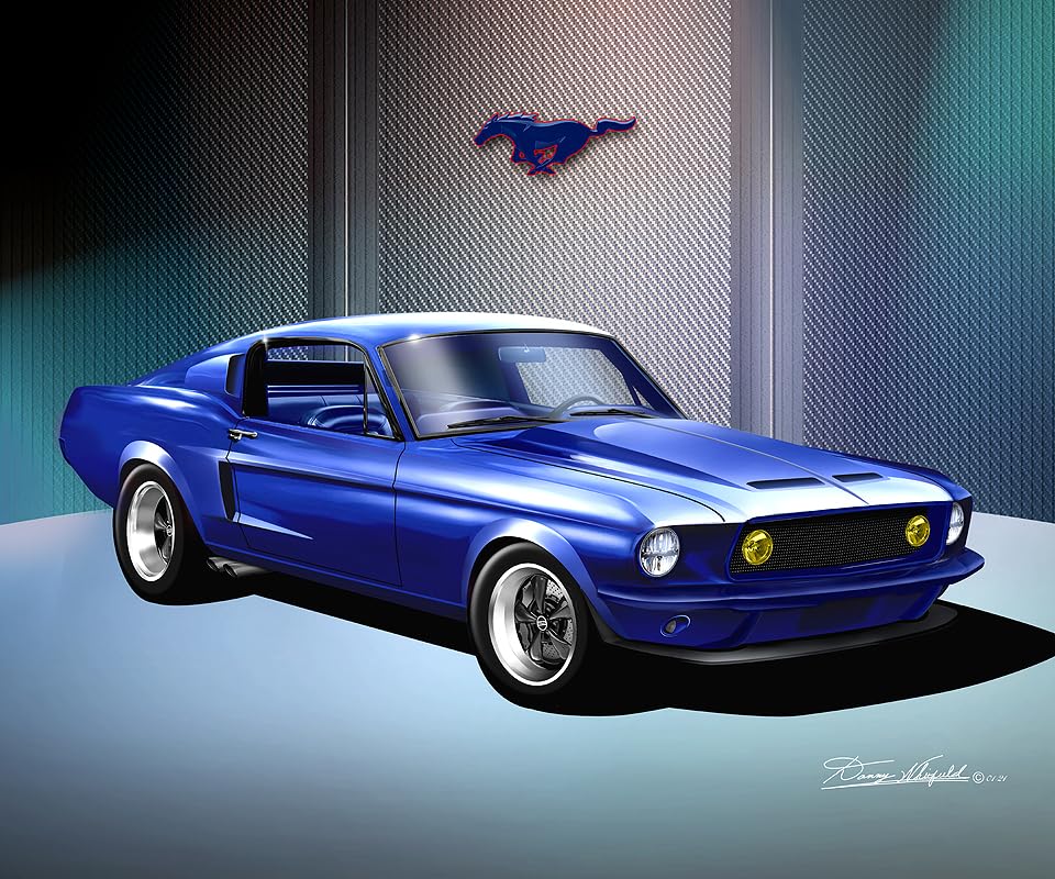 Amazon.com: 1969 Custom Stang Muscle Car - Java Script Blue | Fine Art ...