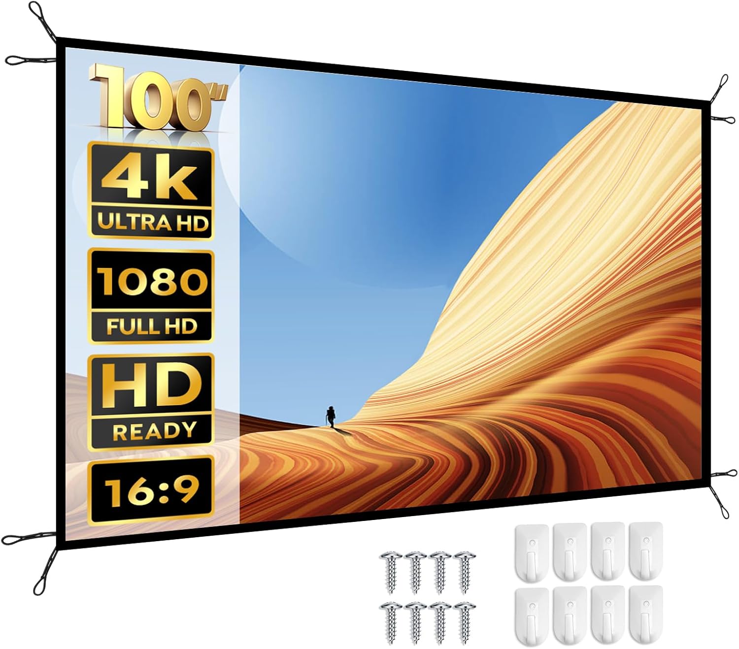 Amazon.com: YABER 100 inch Projector Screen, Projector Screen Outdoor ...