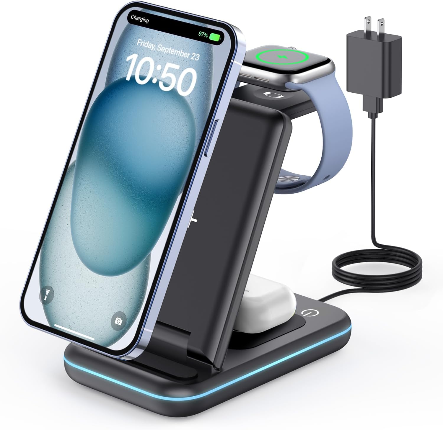Amazon.com: CIYOYO 3 in 1 Wireless Charging Station, Wireless Charger ...