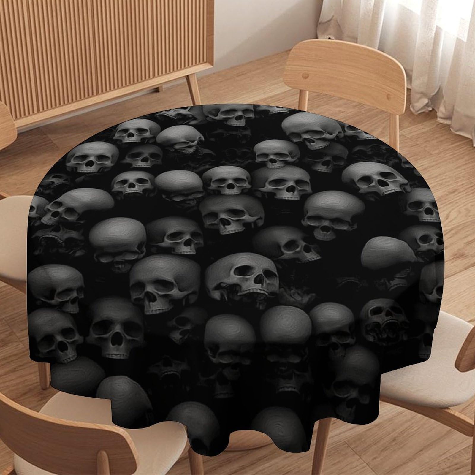 Amazon.com: GoDazzling Gothic Skull Round Tablecloth, Halloween ...