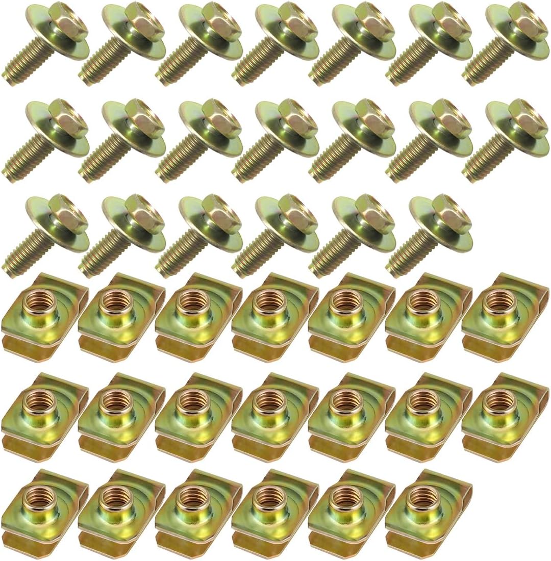 Amazon.com: 40PCS Car Body Bolts M6-1.0 & Extruded U-Nuts Clips Kit ...
