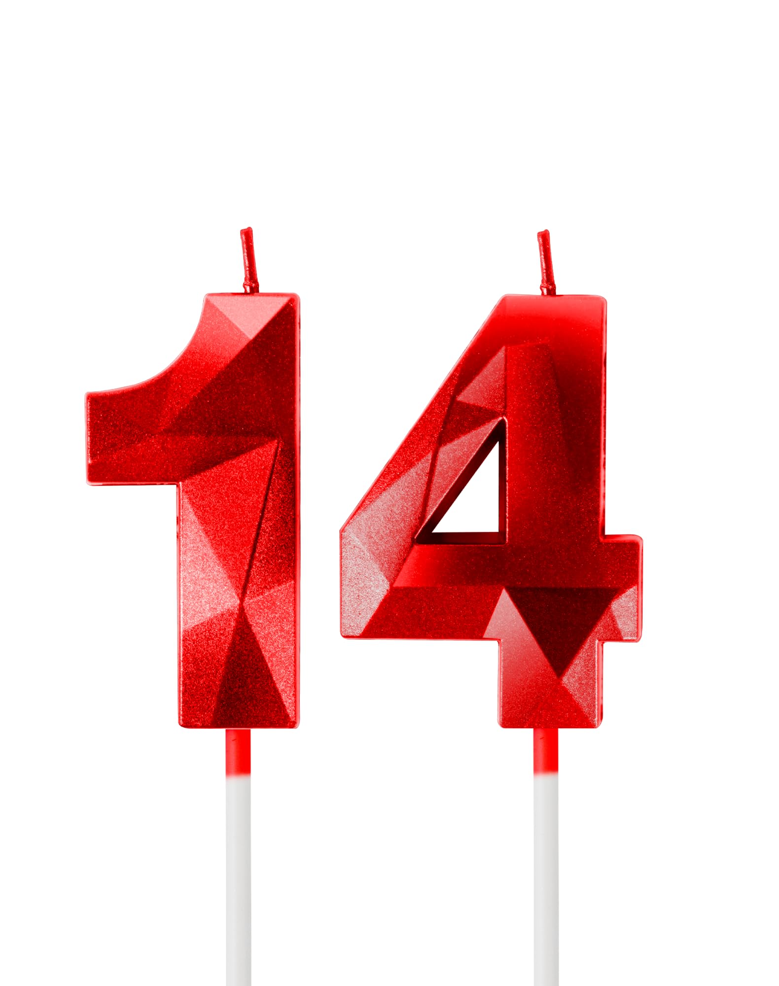 Red 14th Birthday Candles for Cake, Number 14 Candle for 14th Birthday ...