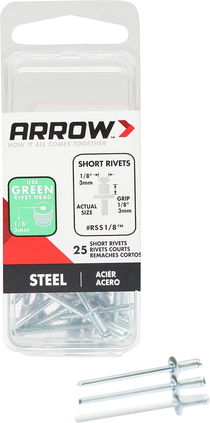 Amazon.com: Arrow Fastener RSS1/8 Short Steel 1/8-Inch Pop Rivets for ...