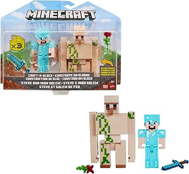 Mattel Minecraft Craft-a-Block 2-PK, Action Figures & Toys to Create ...