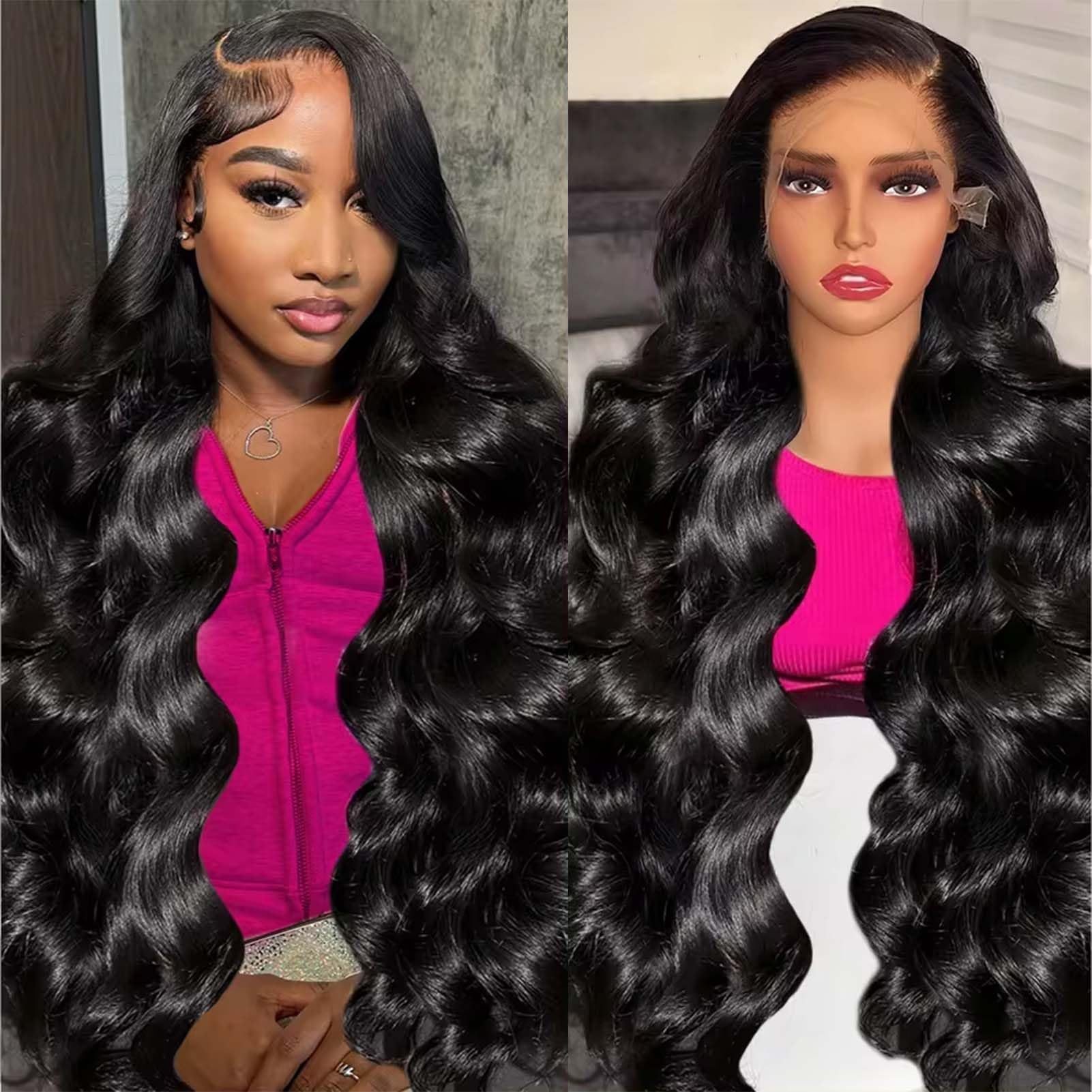 Amazon.com : 200 Density Body Wave Lace Front Wigs Human Hair Pre ...