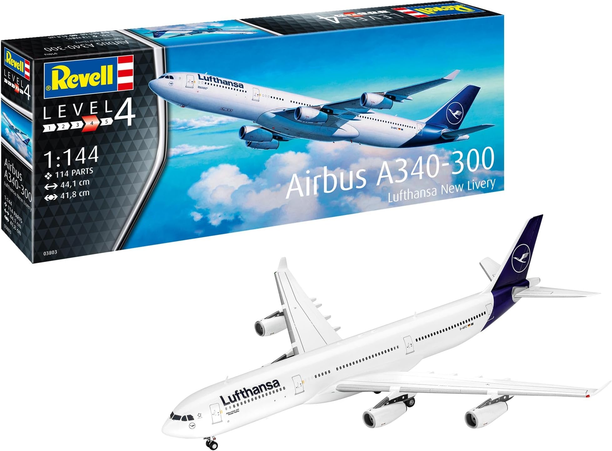 Revell 03803 A340-300 Lufthansa New Livery 1:144 Scale Unbuilt ...