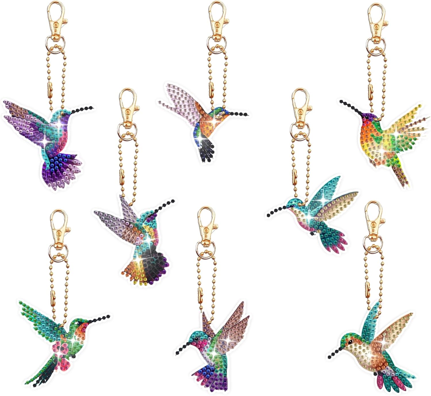 Amazon.com: LUSandy 8pcs DIY 5D Hummingbird Diamond Art Keychain Kits ...