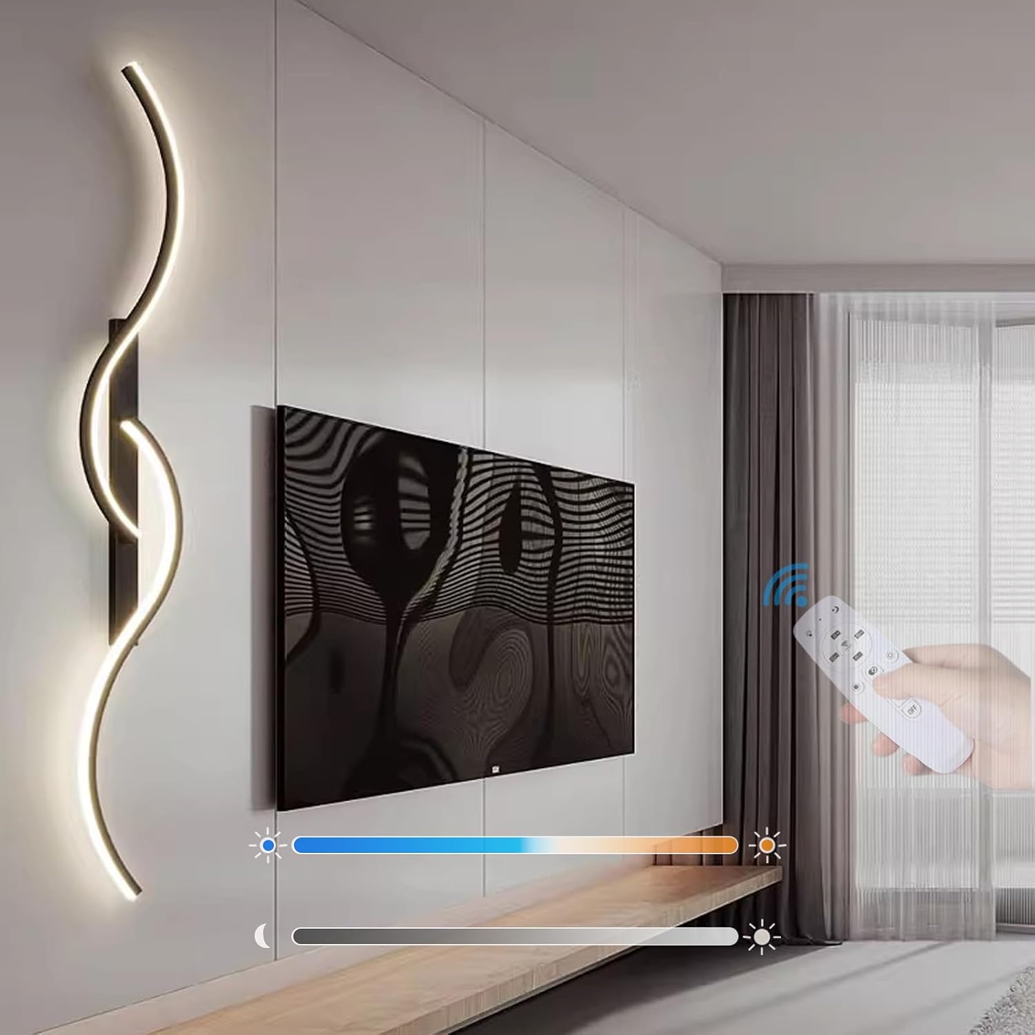 GZZBMY LED Wall Light Modern Wall Lamp with Remote Control Dimmable ...