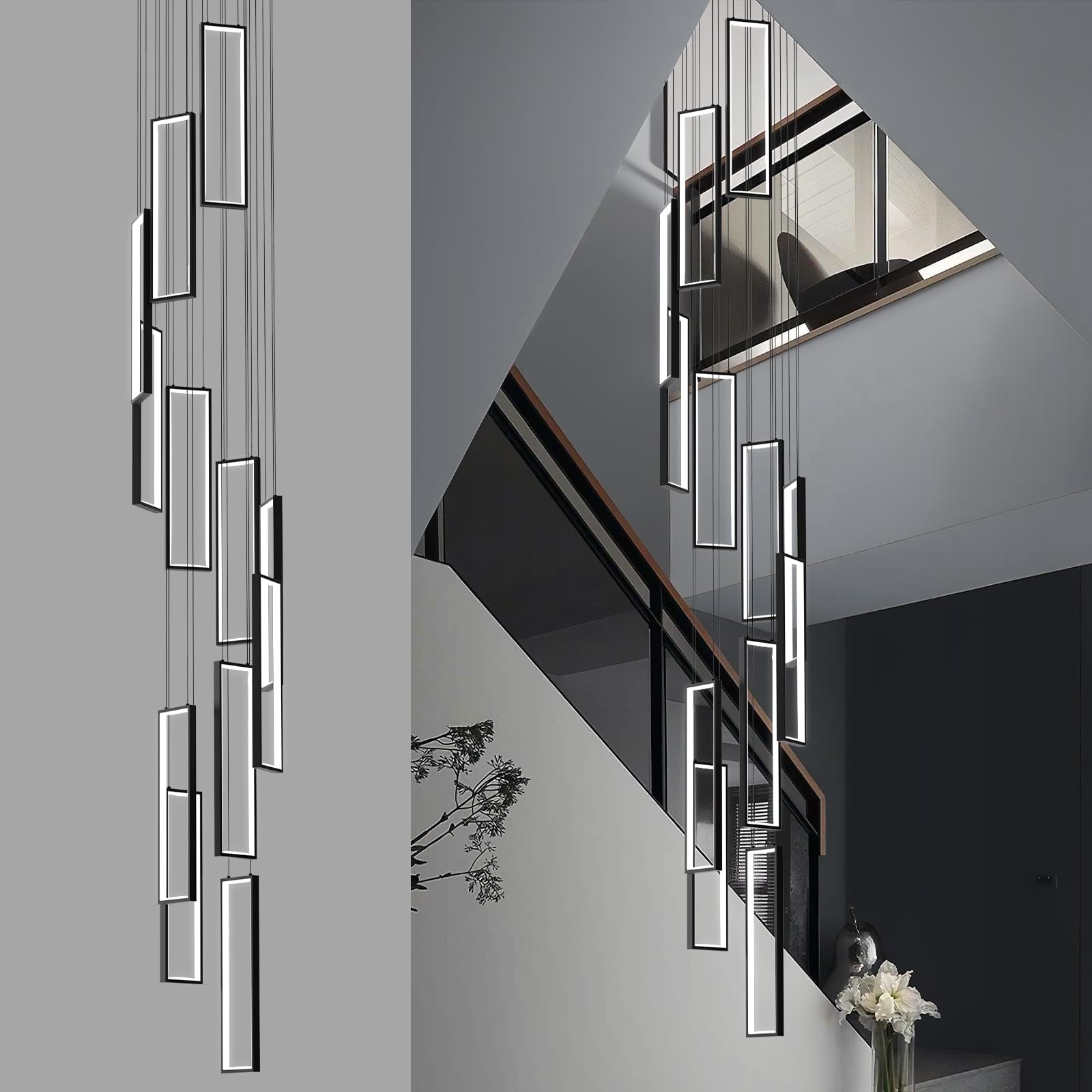 FDPBY Modern Adjustable Height Pendant Light Fixture Black 252W LED ...