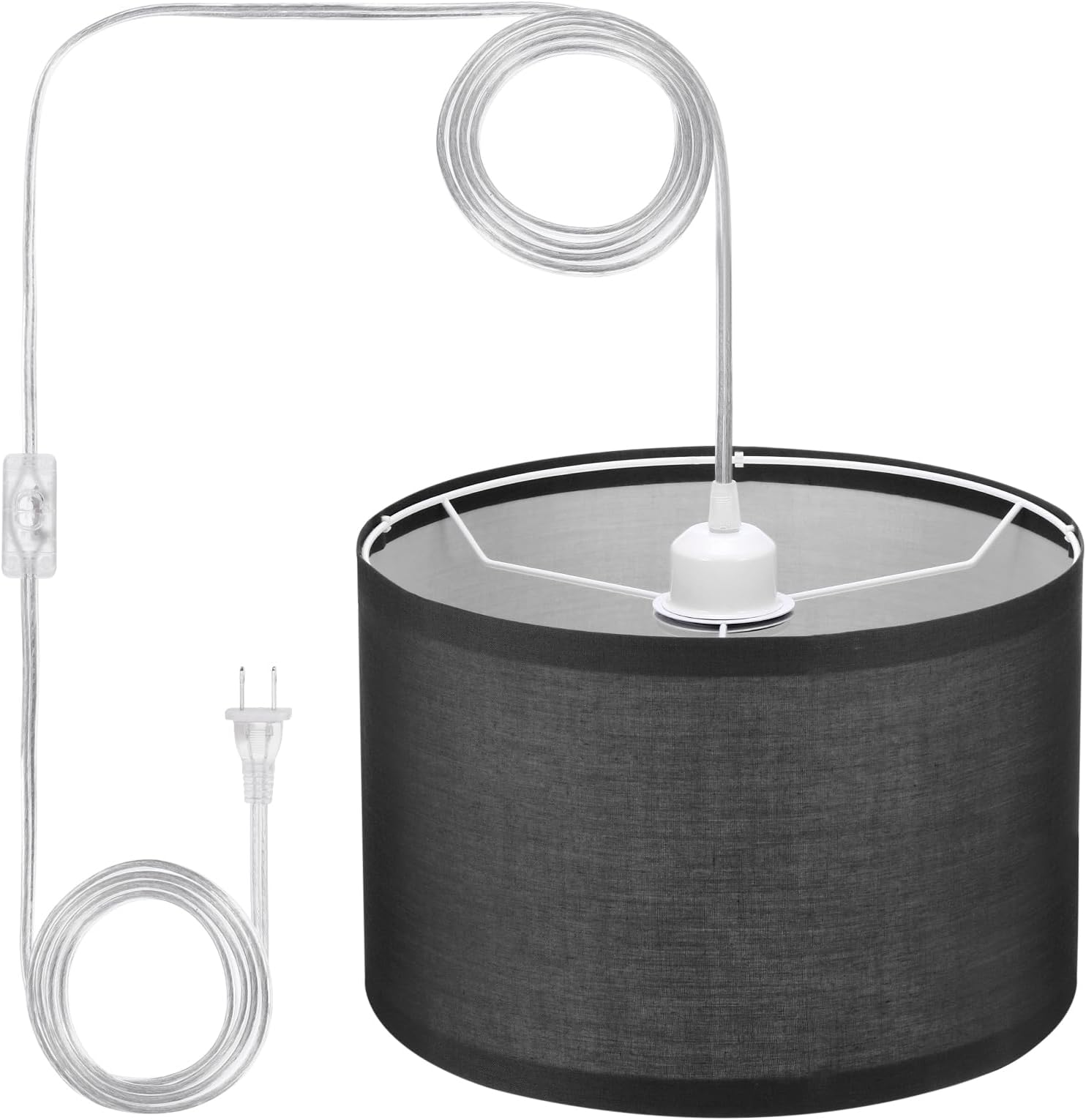 PATIKIL Plug in Pendant Light, 15Ft Rope Cord Hanging Lamp Fixture with ...