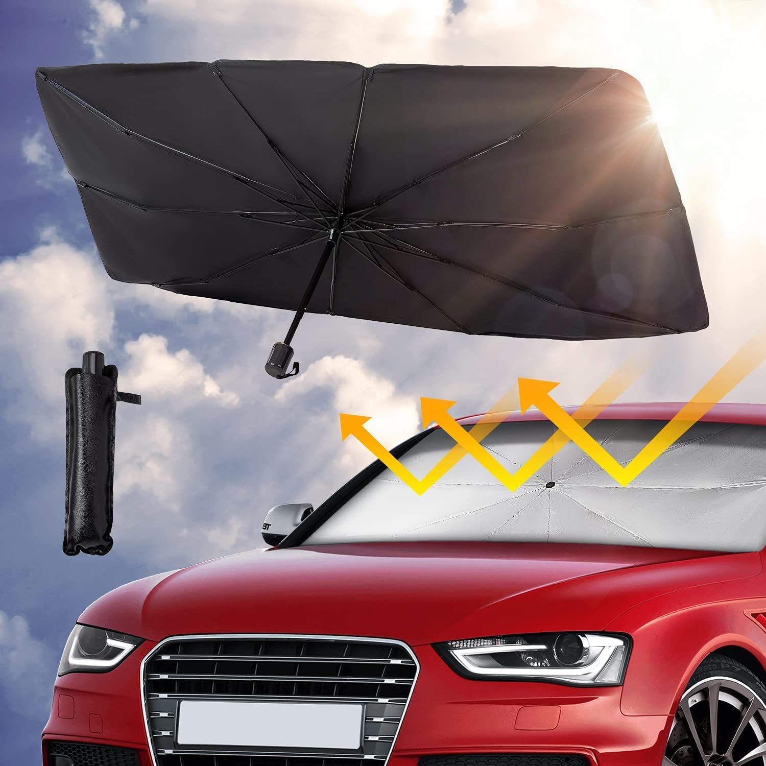 ANNTHOR Parasol Plegable para Coche, Sombrilla Paraguas del Coche ...