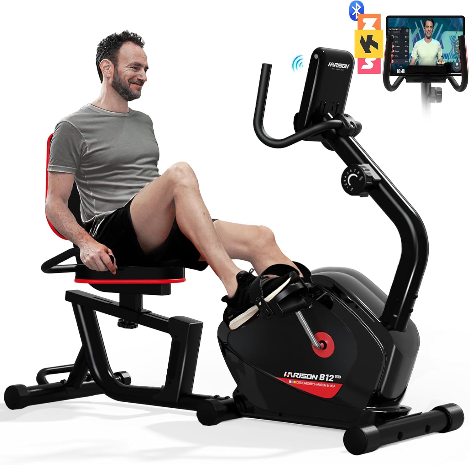 Amazon.com : HARISON Magnetic Recumbent Exercise Bike with Arm ...