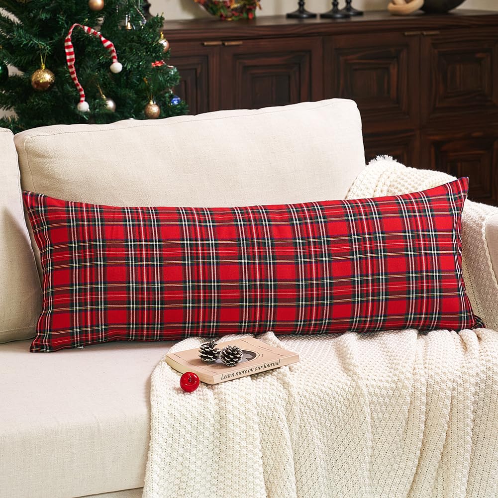 Amazon.com: CARRIE HOME 14x36 Long Lumbar Red Christmas Pillow Cover 1 ...