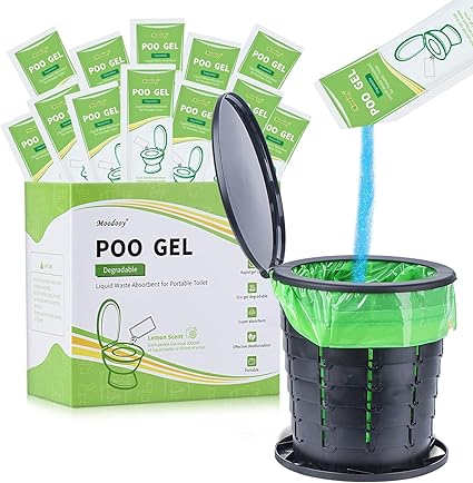 Amazon.com: Retractable Portable Toilet Plus Poop Powder 50packets for ...