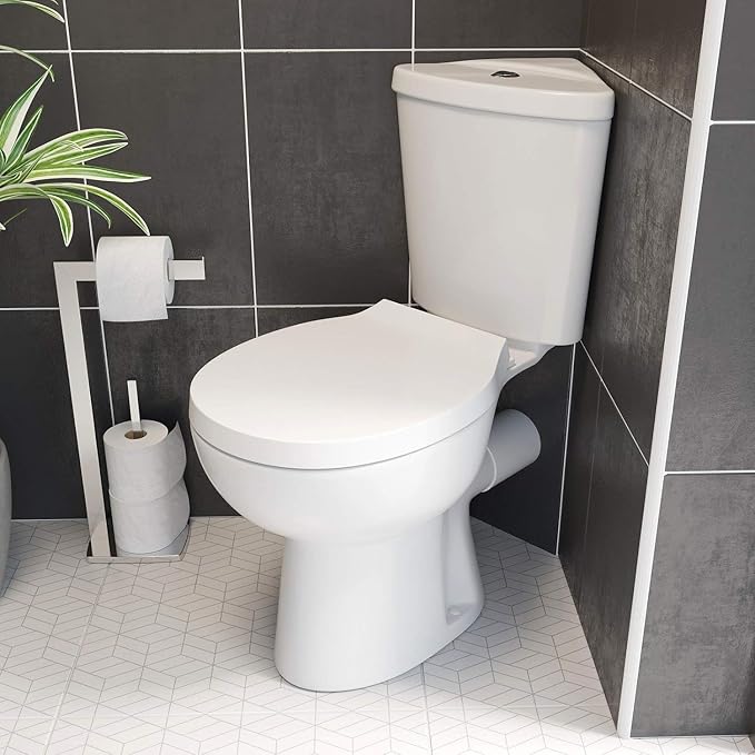 Modern Bathroom Corner Toilet Close Coupled WC Space Saving Soft Close ...