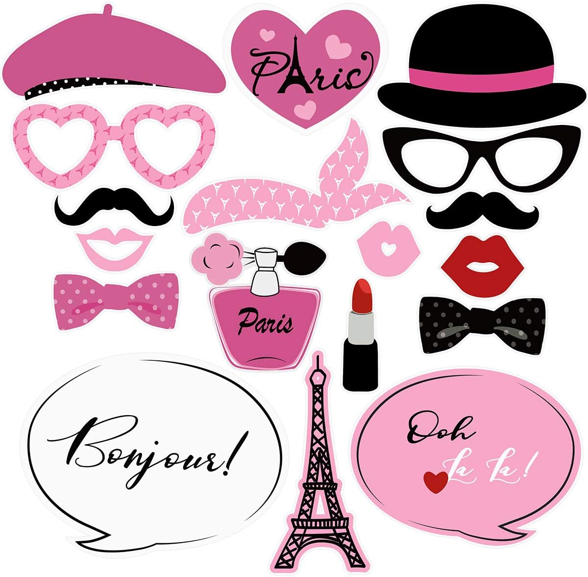Amazon.com: French Photo Booth Props, 40pcs France Photo Booth Props ...