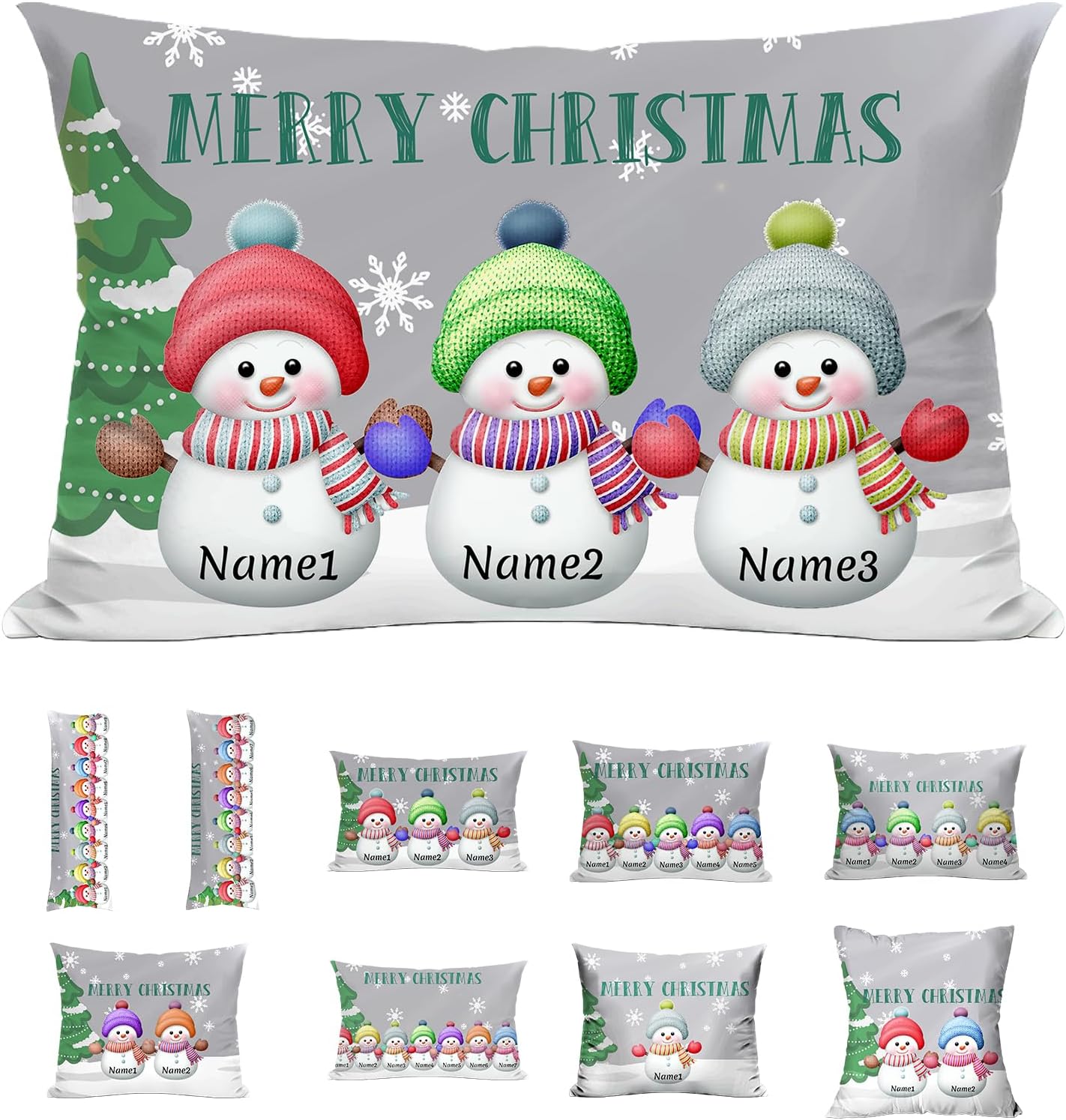 Amazon.com: GIFTSDIY Personalized Snowman Family Pillow Cases, Custom ...