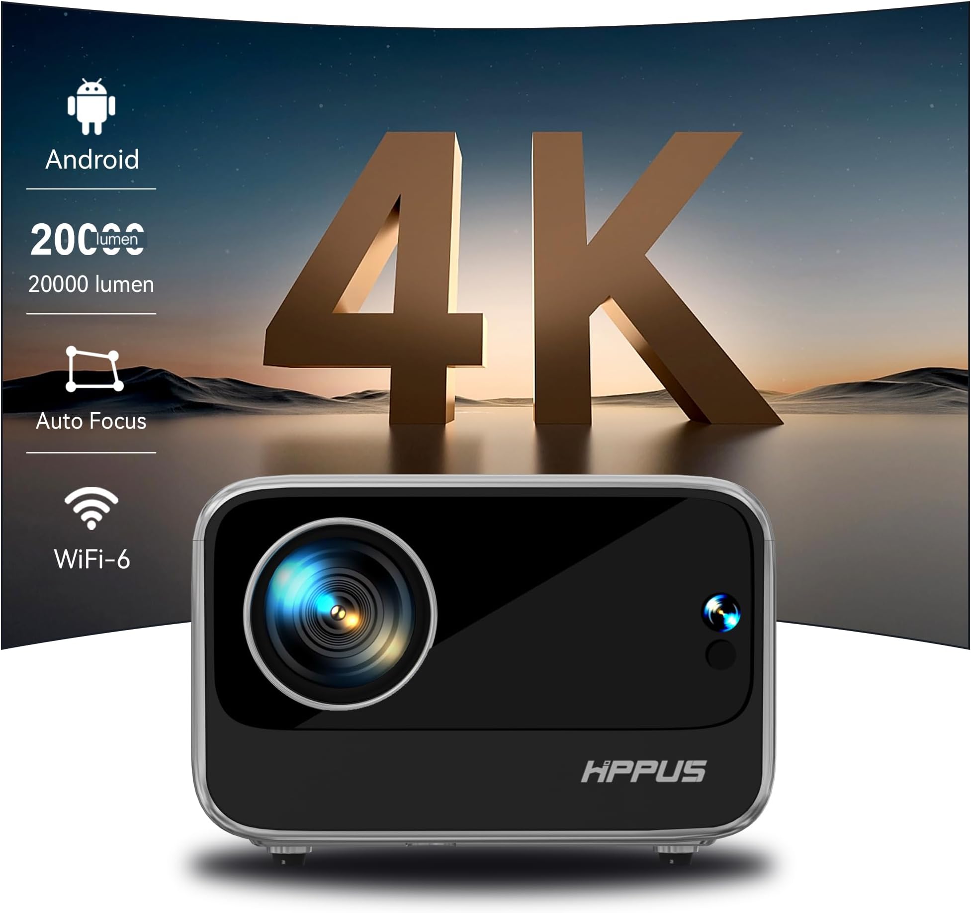 [Auto Focus/Keystone]HIPPUS Projector with WiFi 6 and Bluetooth ...