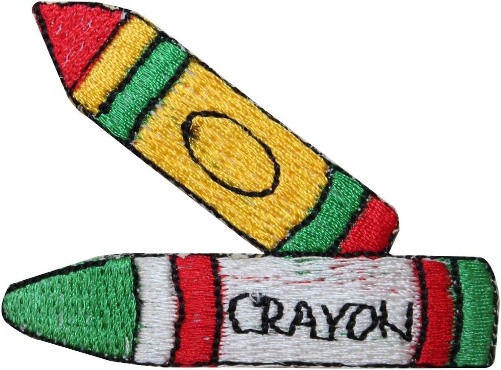 Amazon.com: ID 0945A Pair of Crayons Patch Kids School Supply ...