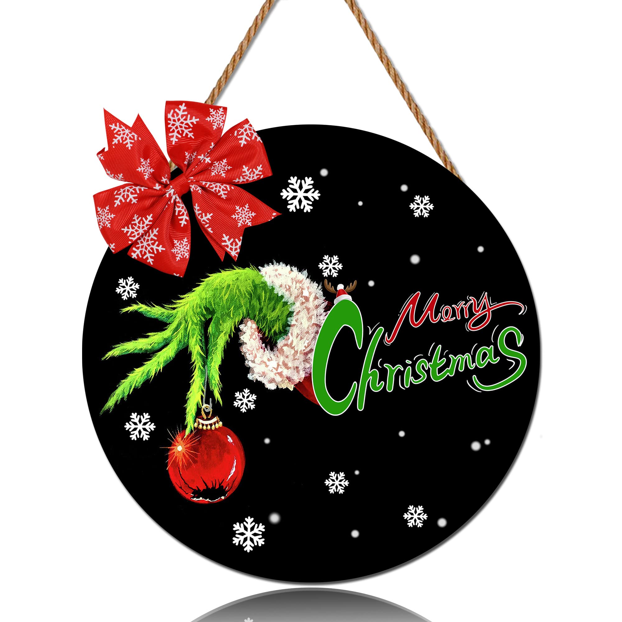 Amazon.com: Merry Christmas Grin-ch Door Sign Decor Xmas Christmas Door ...