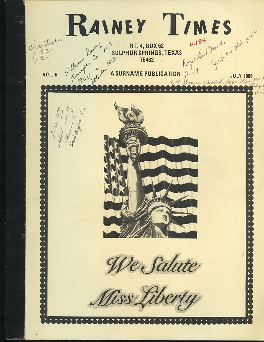 Rainey Times, Volume 6, July 1986: Marynell Bryant, Rachel Rainey ...