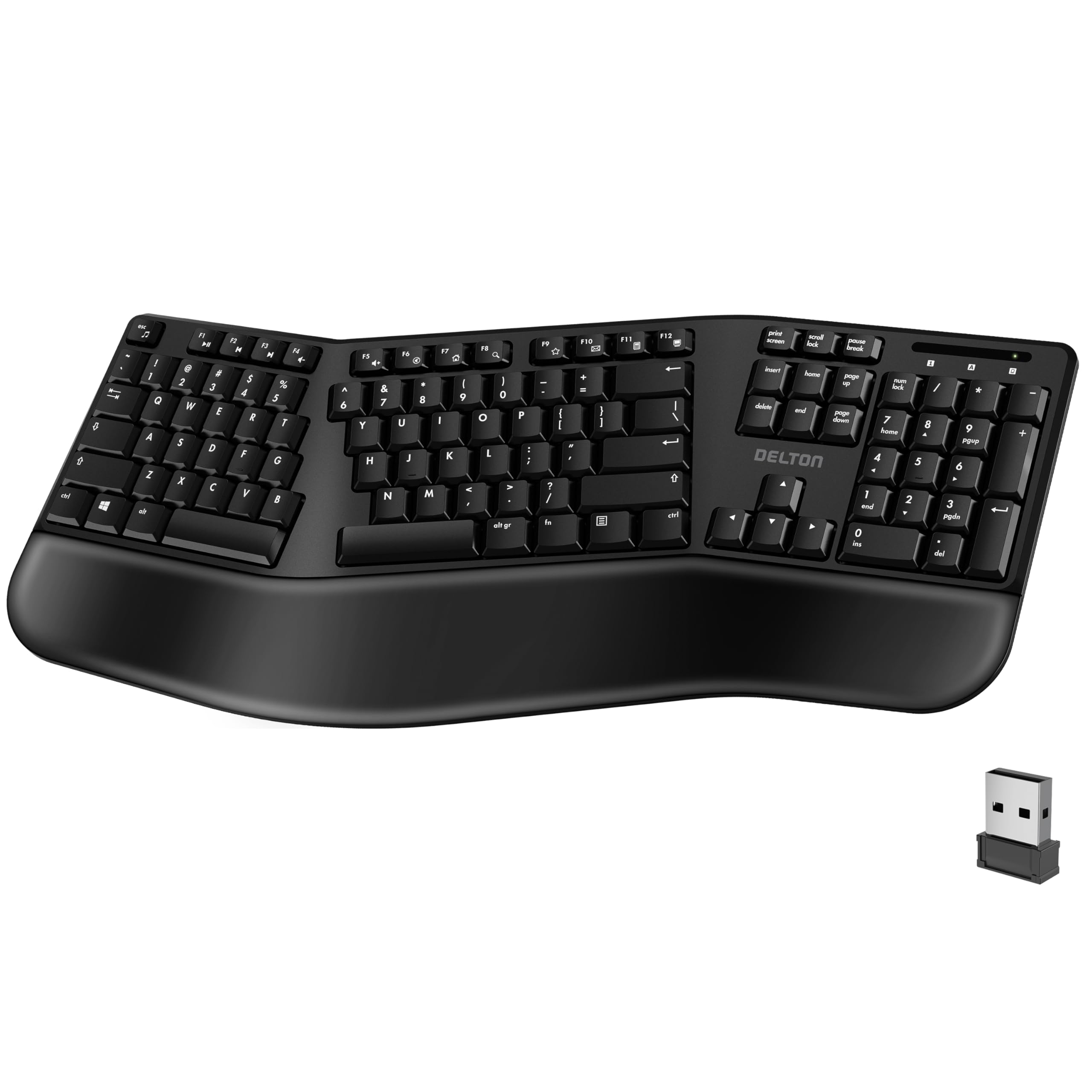 Amazon.com: Delton Wireless Ergonomic Keyboard, 2.4G USB Dongle Full ...