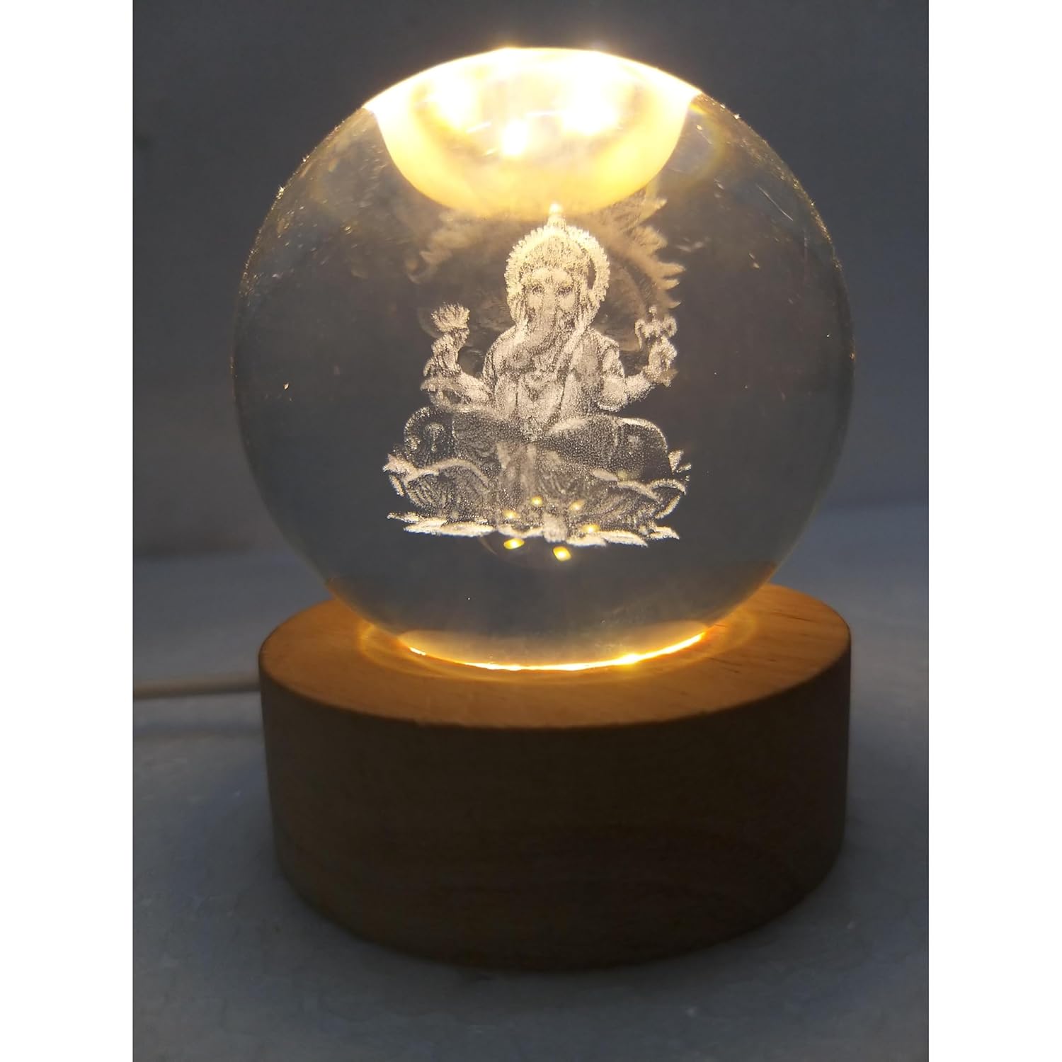 Buy Lord Ganesha Crystal Ball Light - Room Decor Night Lights Luminous ...