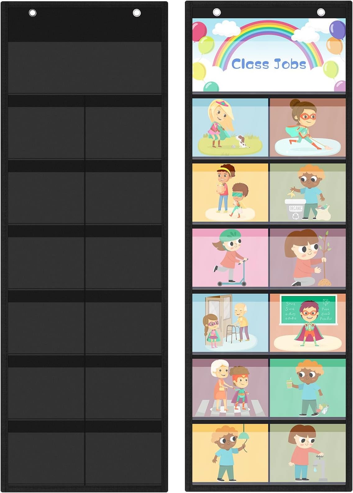 Amazon.com: AKAYOK Classroom Pocket Chart with 6 Clear Pockets - 57x18 ...