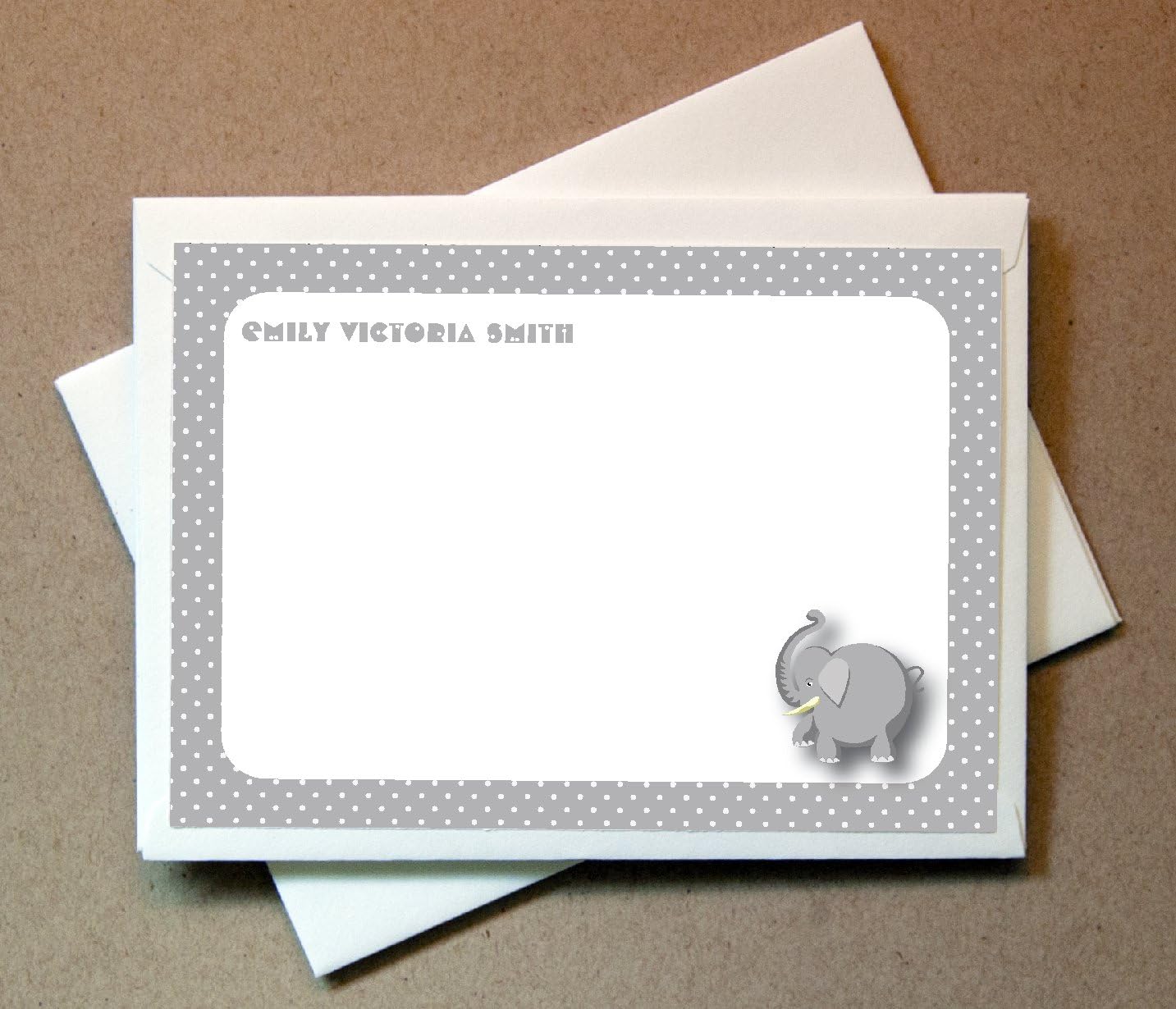 Amazon.com: Personalized Elephant Note Cards (40 Non-foldover Cards and ...