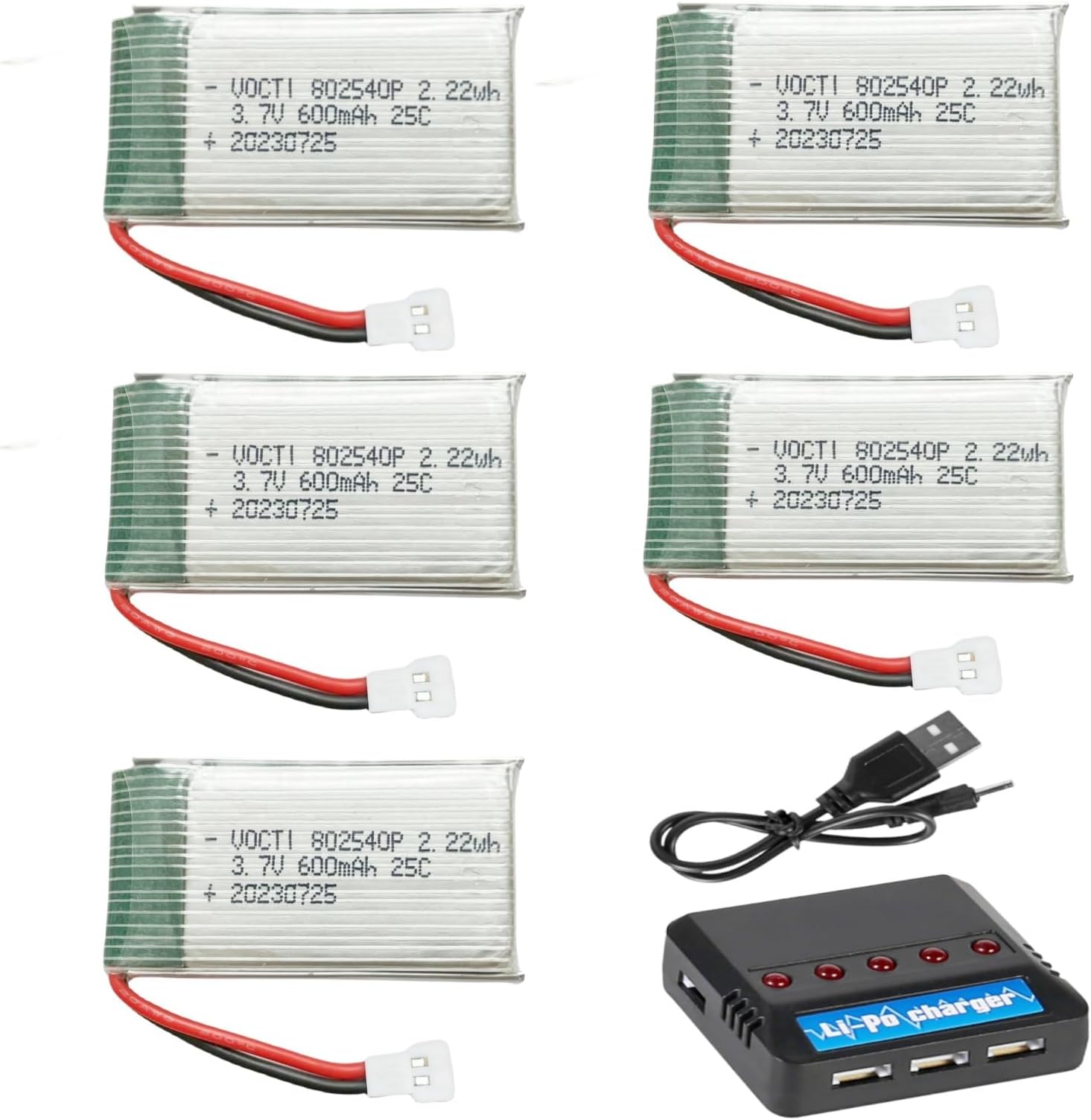 Amazon.com: 3.7V 700mAh 25C 752540 Rechargeable Lipo Battery with Sima ...