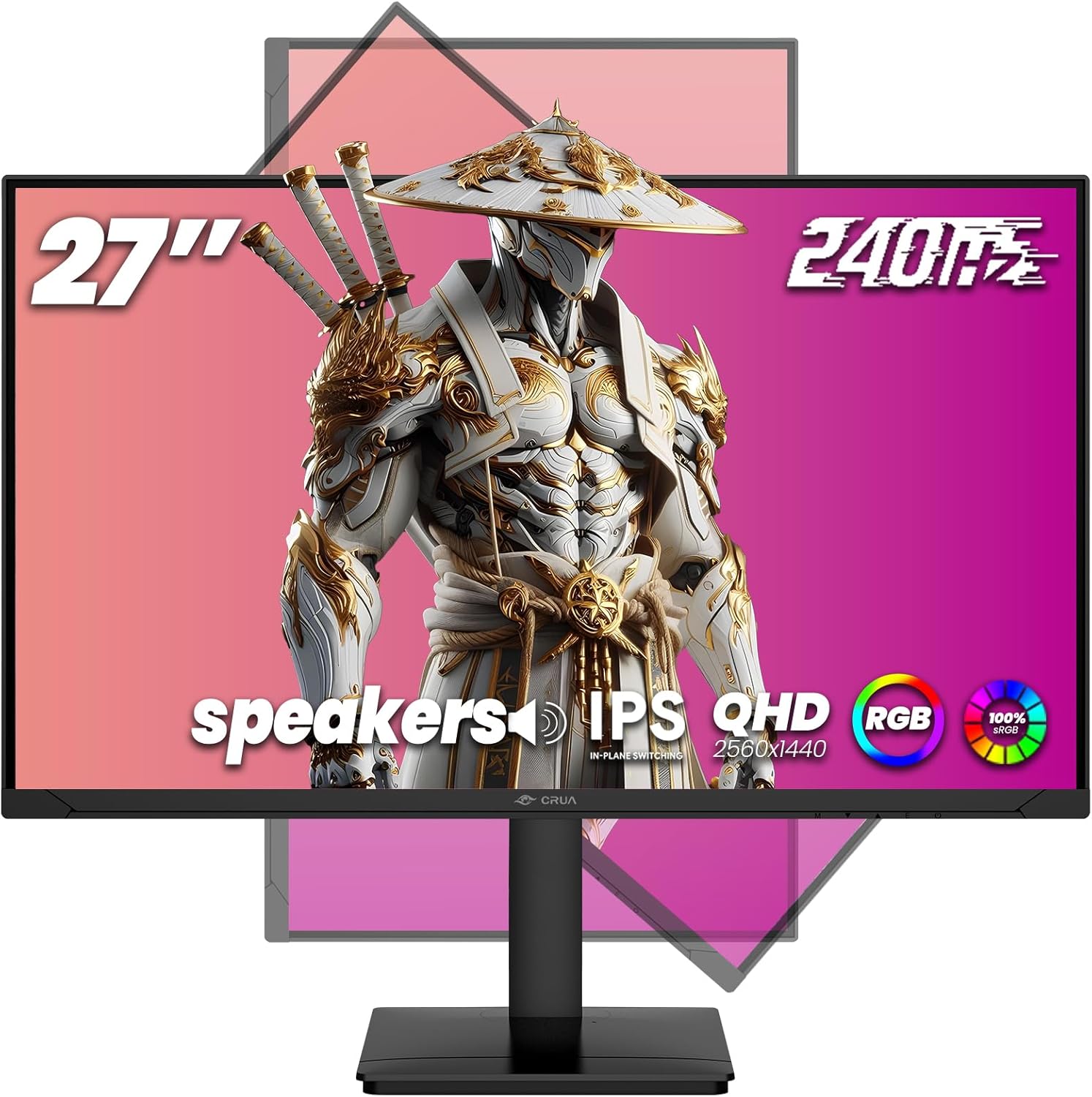 Amazon.com: CRUA 27 Inch Gaming Monitor QHD 1440P 240Hz 100% sRGB IPS ...